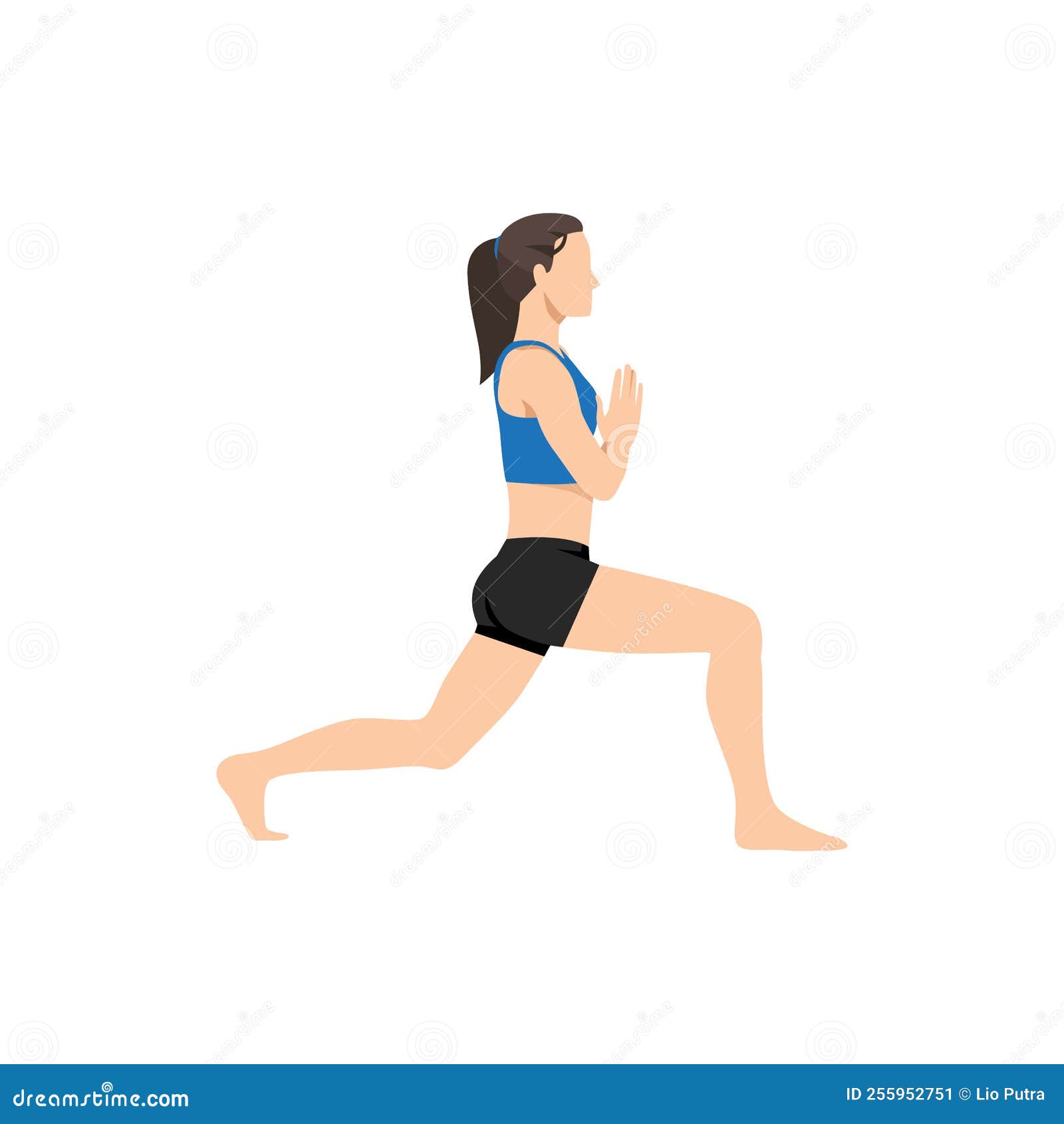 Woman Doing High Lunge Quad Stretch, Alanasan. Practice Ashta ...