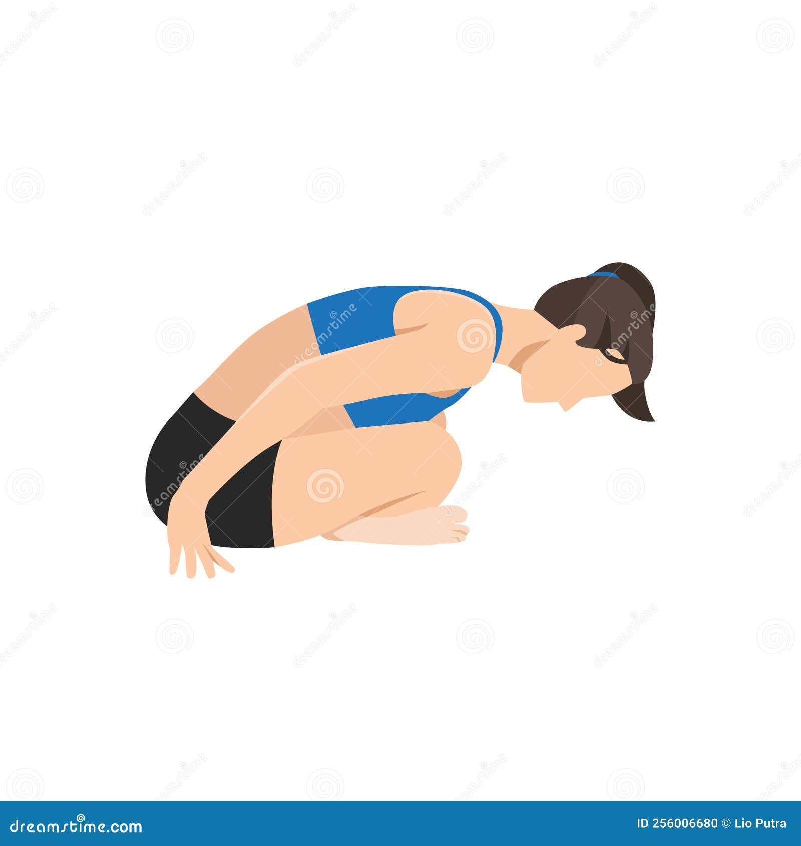 Woman Doing Cross Legged Forward Fold 2. Flat Vector Stock Vector ...