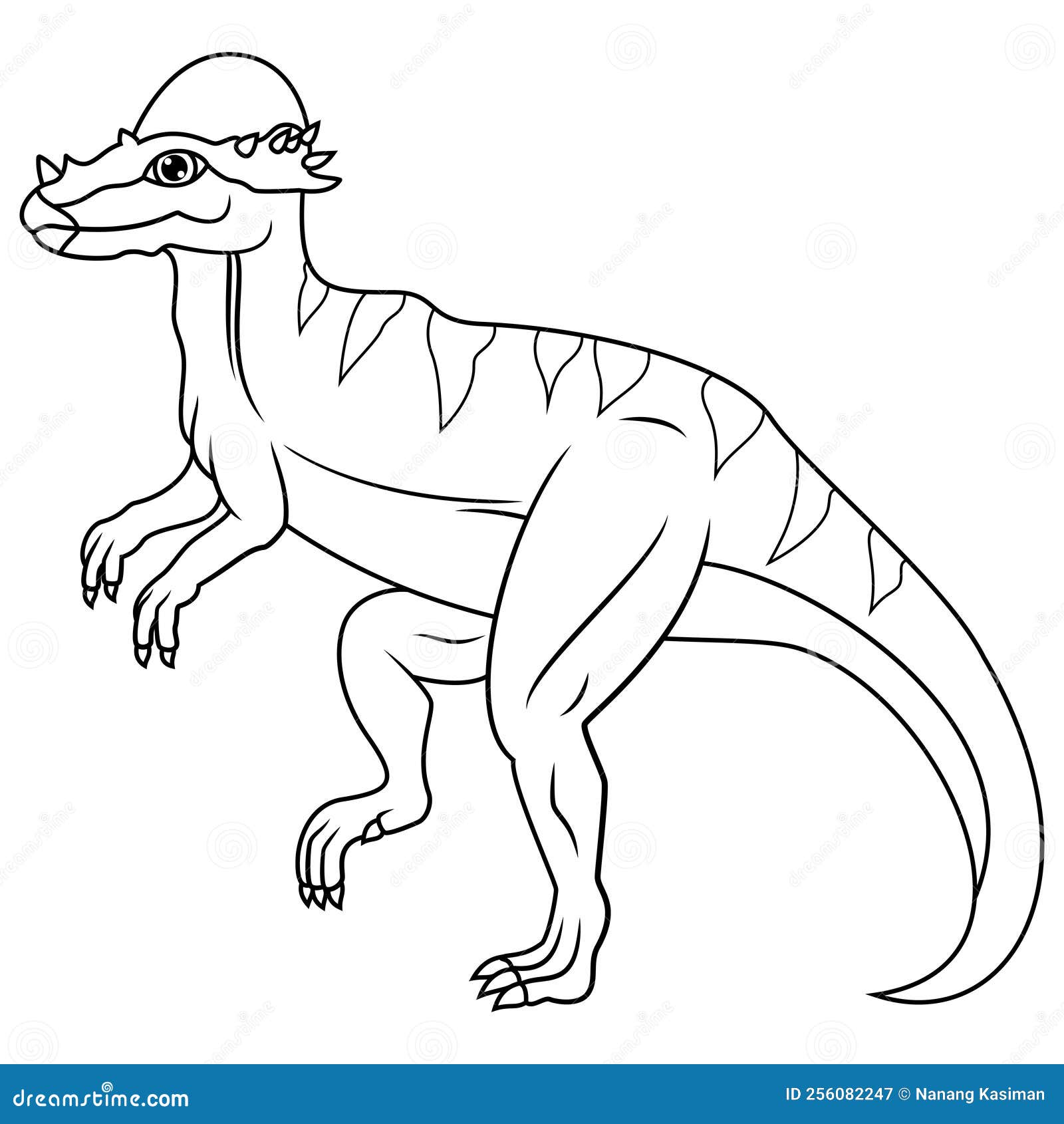 Hand Drawn of Pachycephalosaurus Line Art Stock Vector - Illustration ...