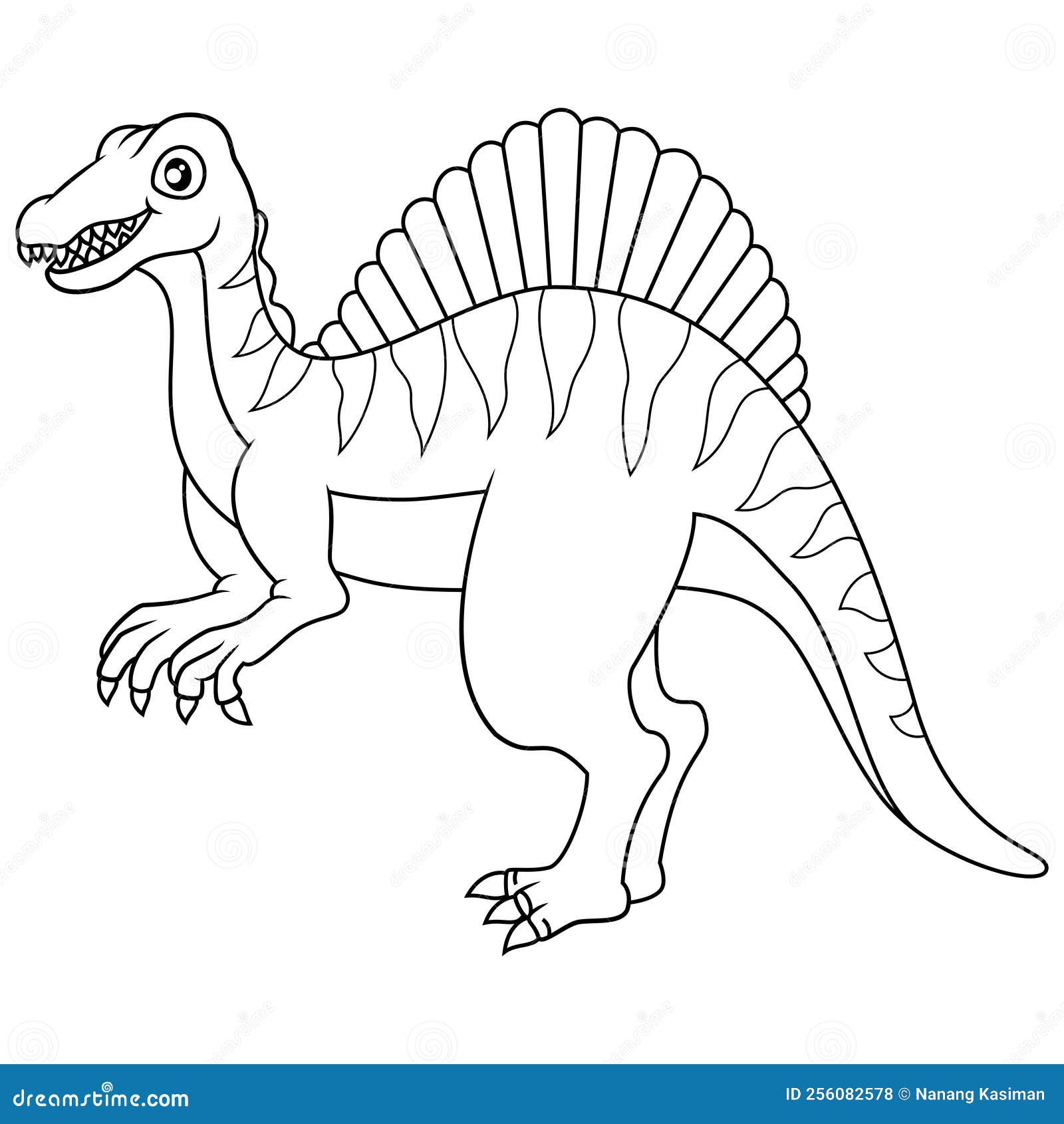 Hand Drawn of Spinosaurus Line Art Stock Vector - Illustration of ...