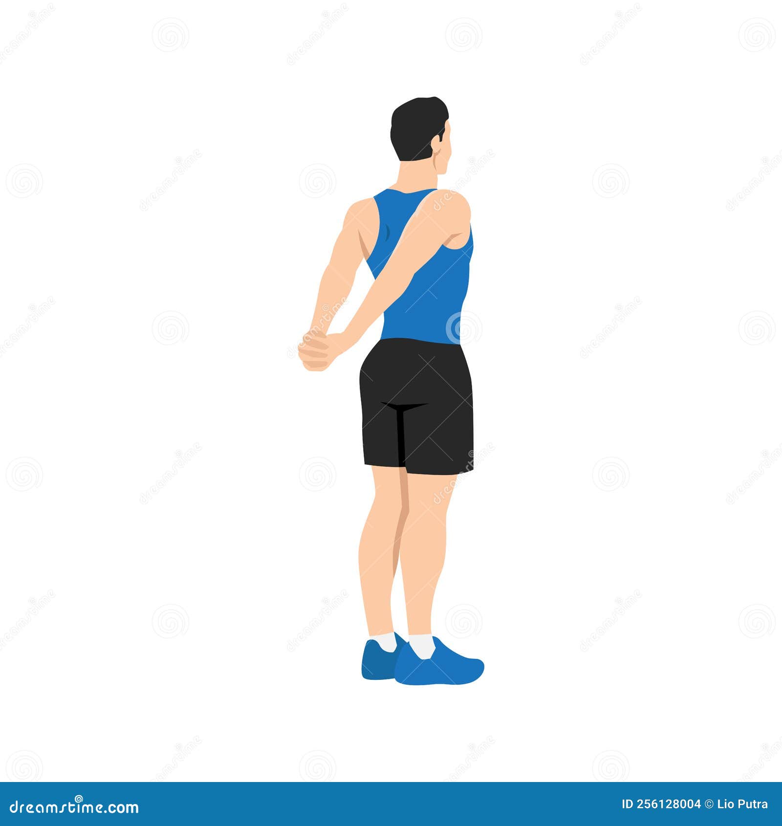 Man Doing Reverse Grip Cable Triceps Extension Exercise Vector ...