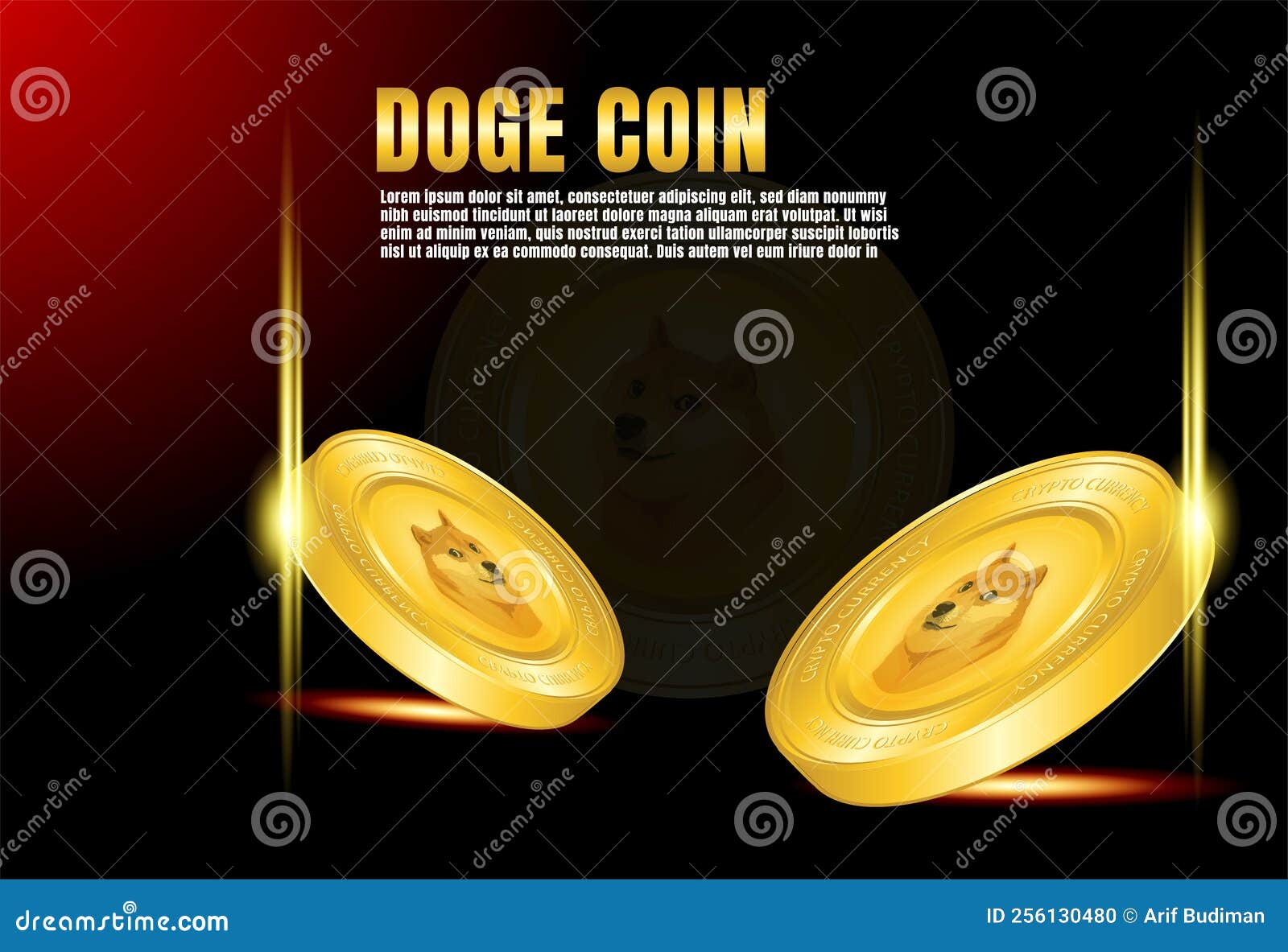 Doge Coin Cryptocurrency Flying Illustration Poster Design Editorial ...