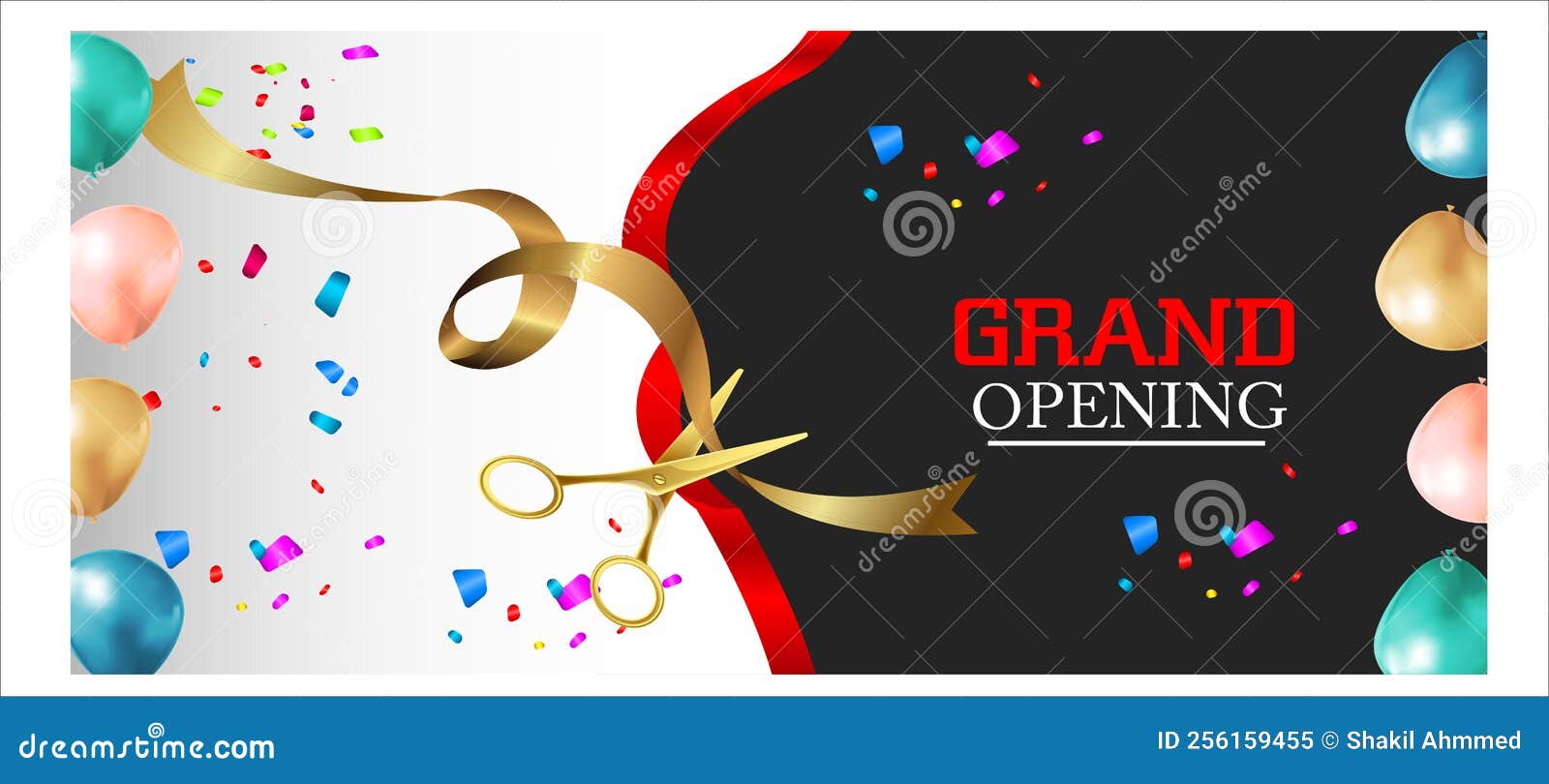 Grand Opening Cut Ribbon Background Banner Design Illustrations Shape ...