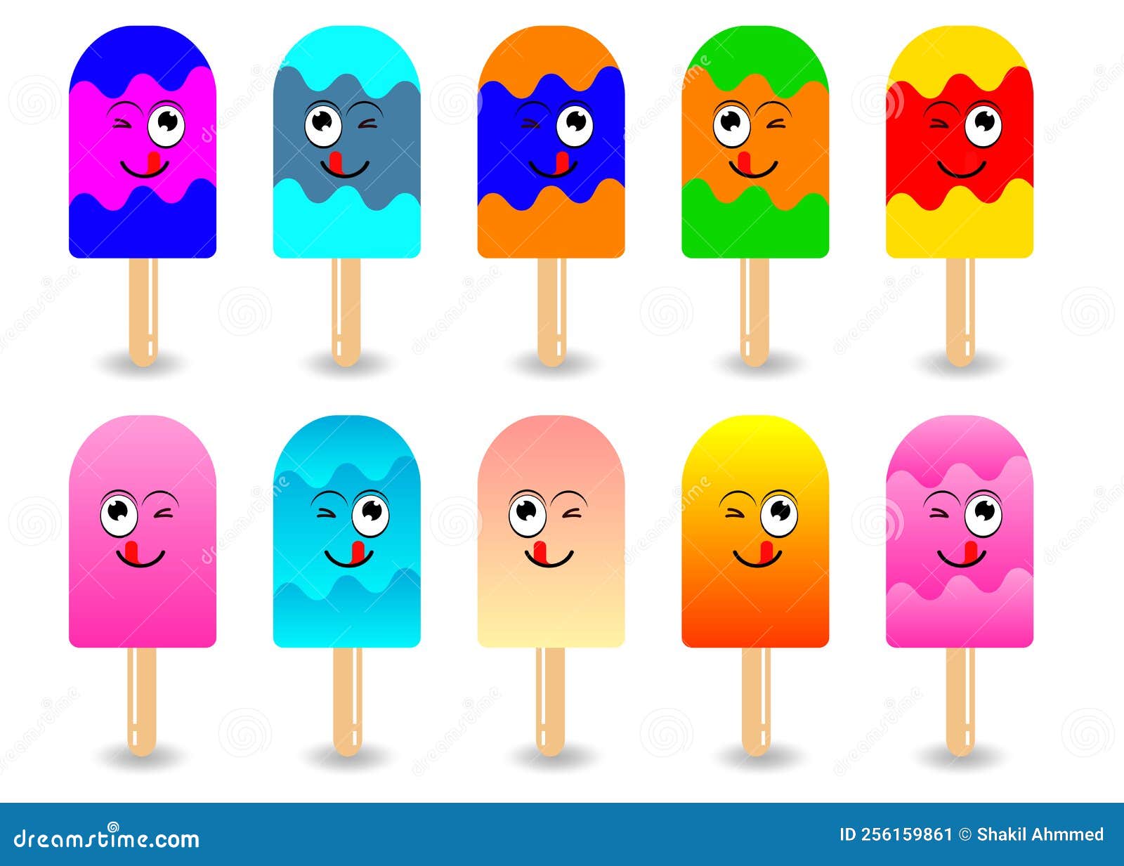 Ice Creams Vector Illustration, Sweet Summer Delicacy Sundaes, Cute ...