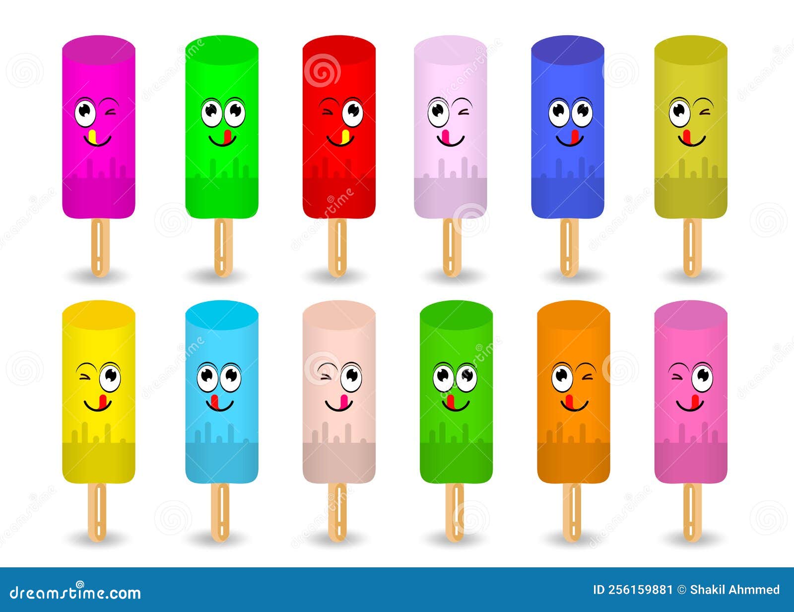 Ice Creams Vector Illustration, Sweet Summer Delicacy Sundaes, Cute ...