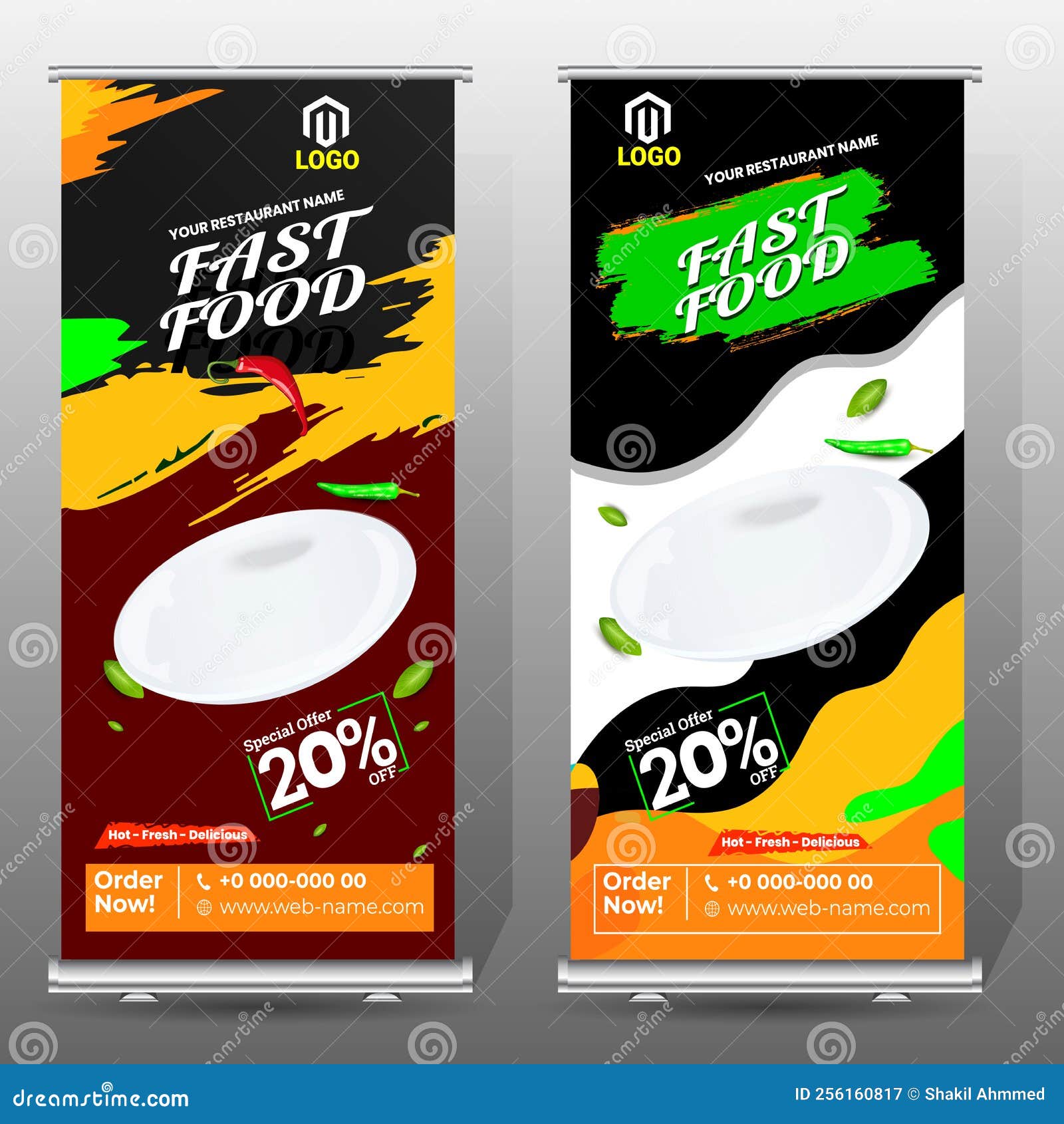 Food and Restaurant Roll Up Banner Design, Standee Food Design Banner ...