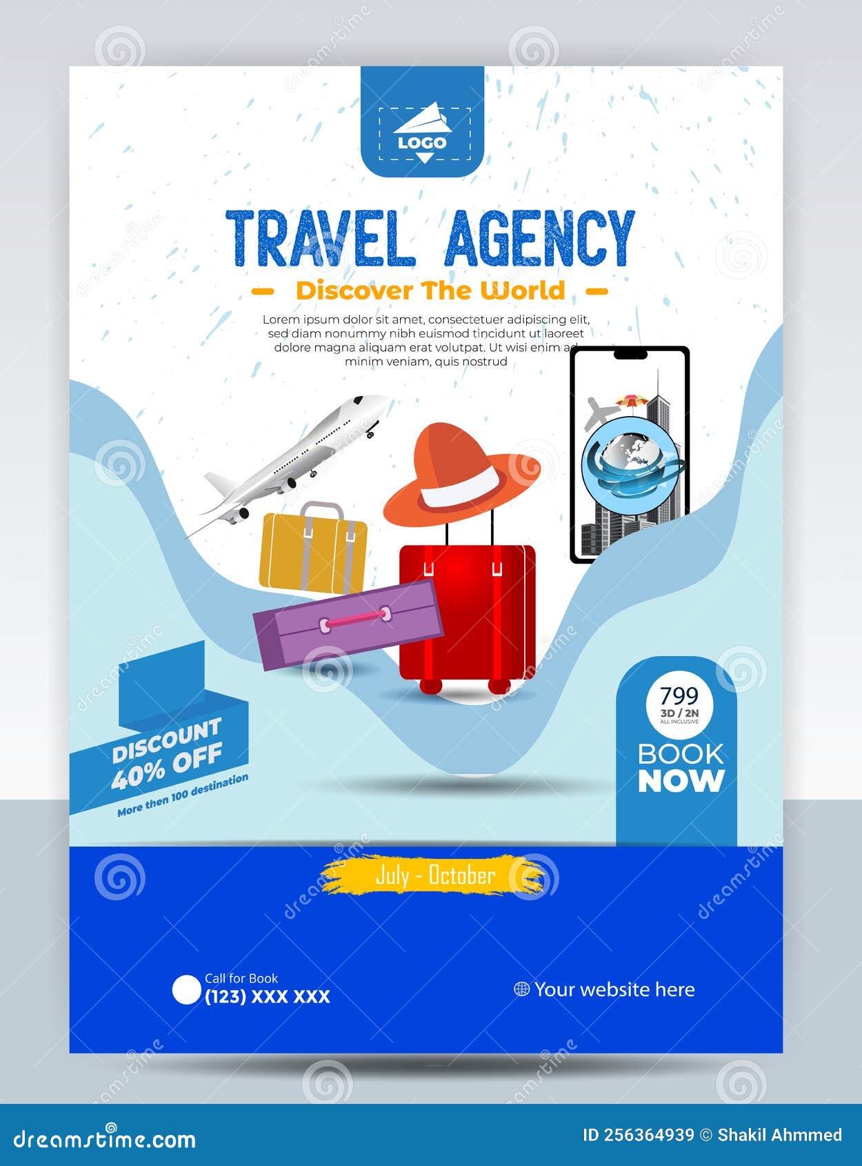 Modern Tours Flyer Design. Holiday Tourism Brochure Template. Travel ...