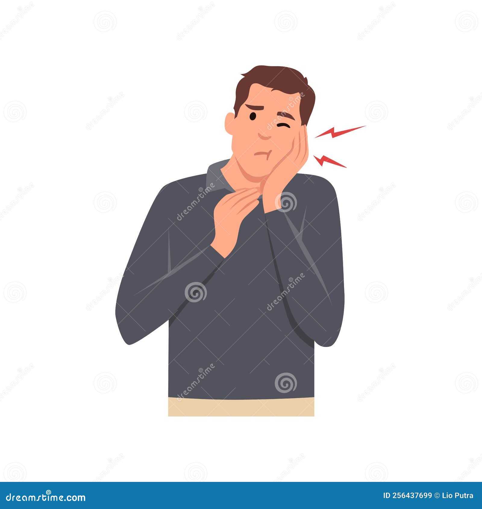 Young Man Toothache. Caries. Severe Pain in the Teeth Stock Vector ...