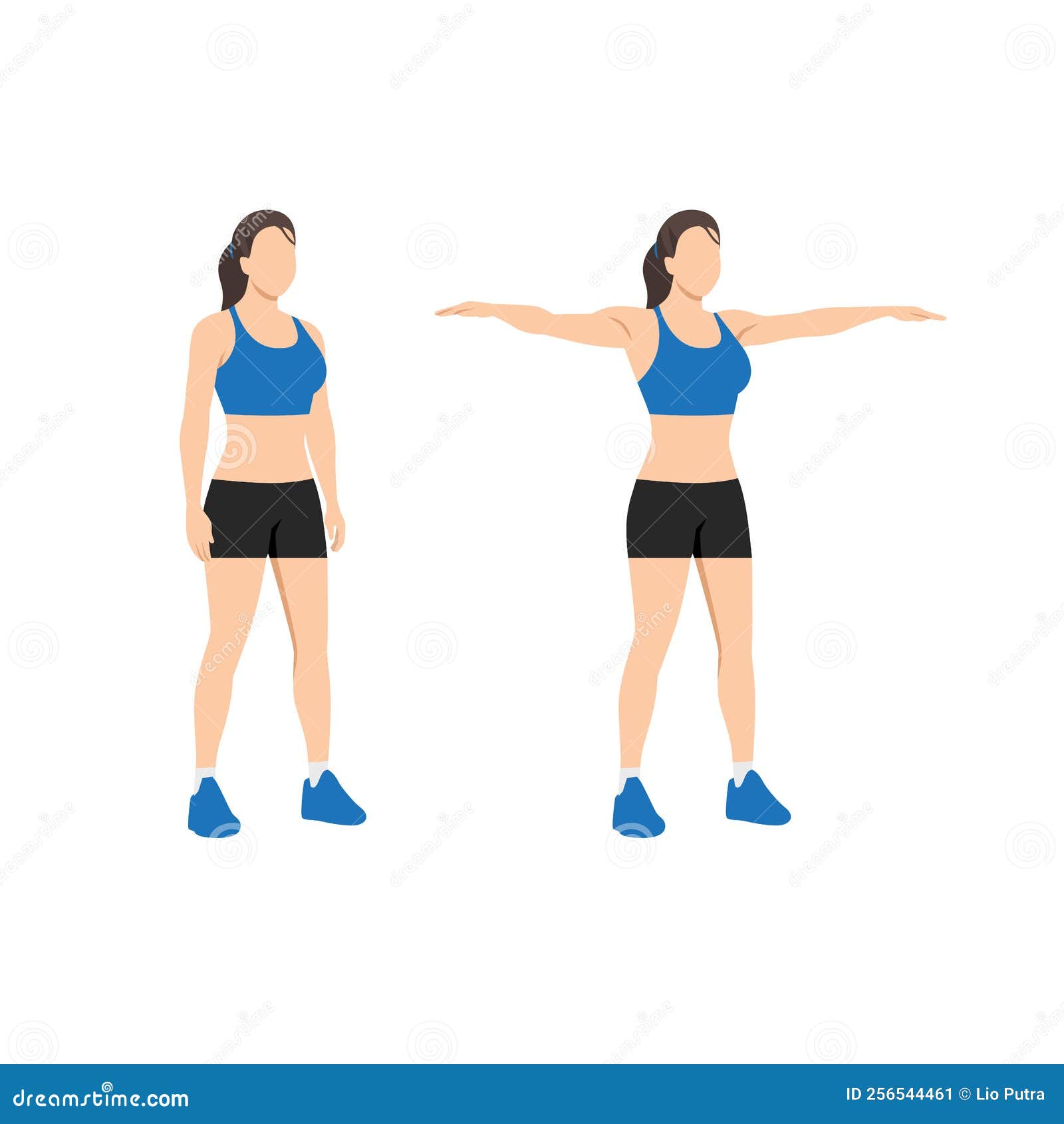 Woman Doing Double Arm Side or Lateral Raises Exercise. Raise Both ...