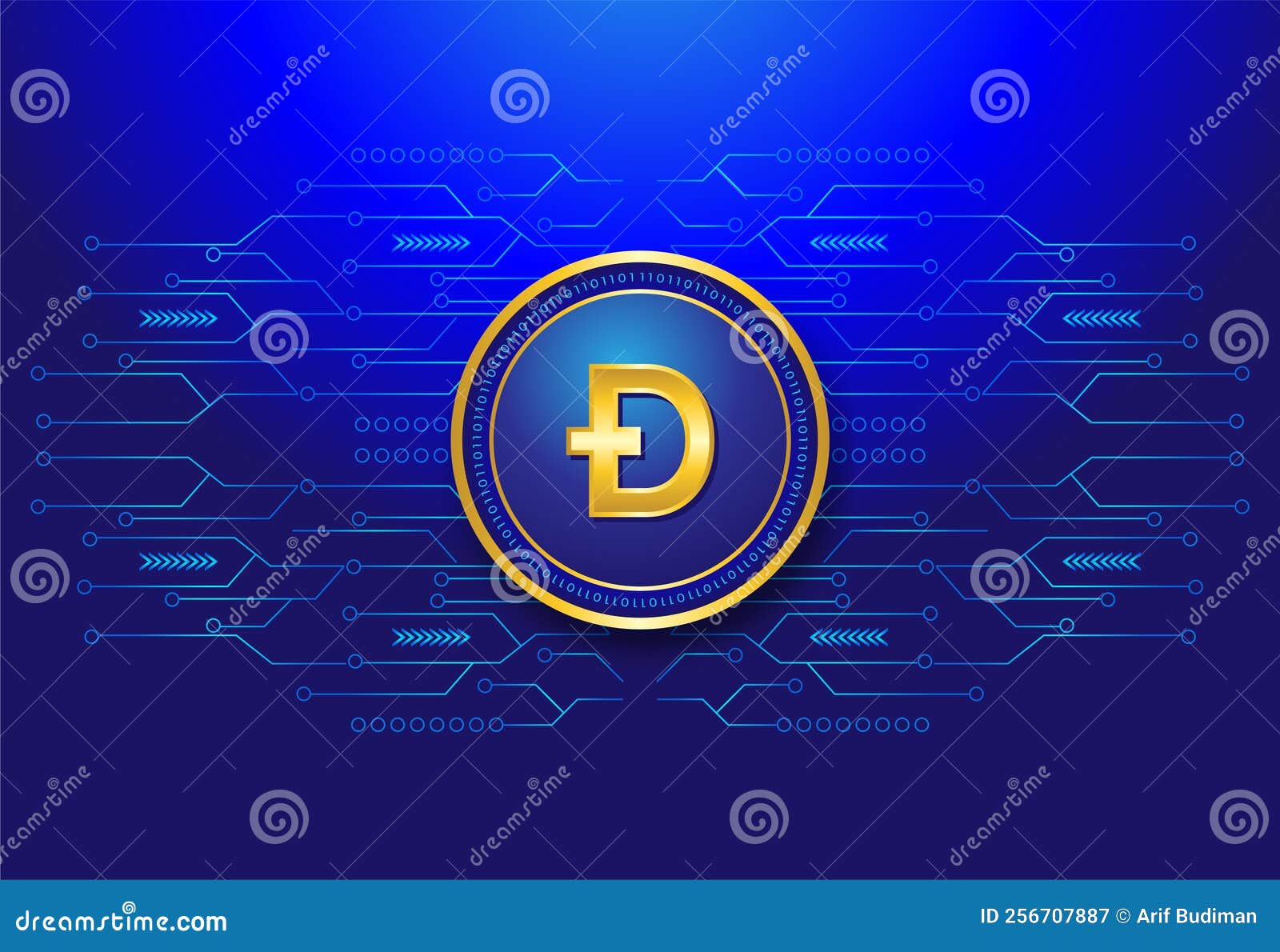 Doge Coin Cryptocurrency Symbol On Network Background Cartoon Vector ...