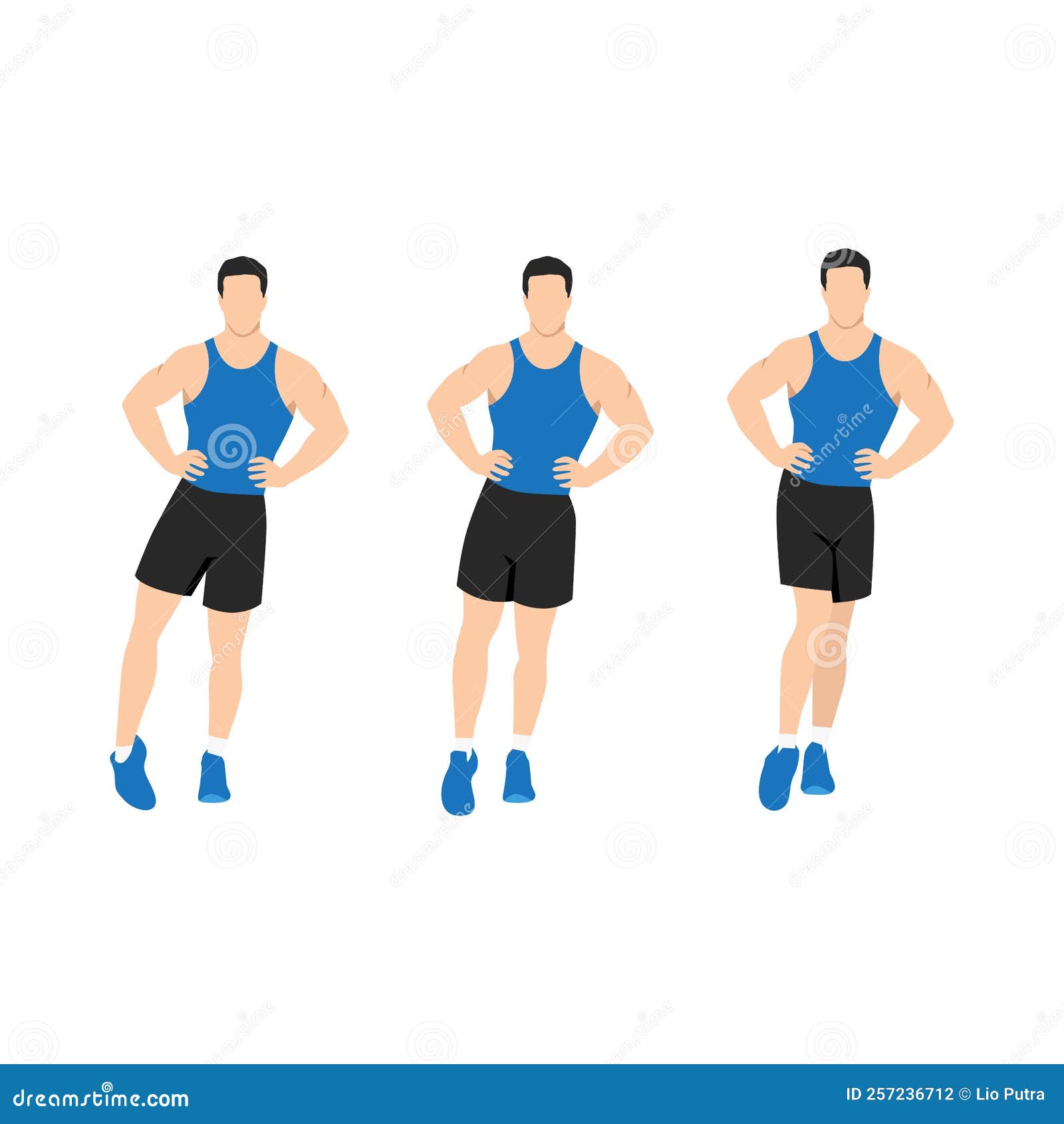 Man Doing Hip Circles Exercise. Flat Vector | CartoonDealer.com #221301028
