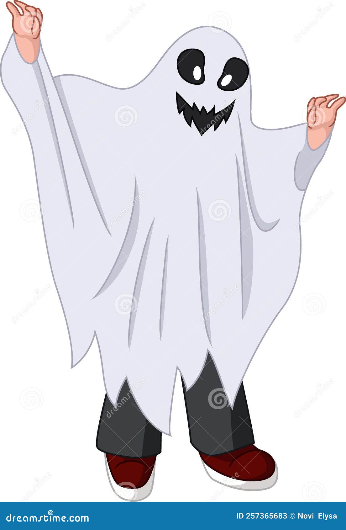 Cute Kid Cartoon Wearing Ghost Costume Stock Vector - Illustration of ...