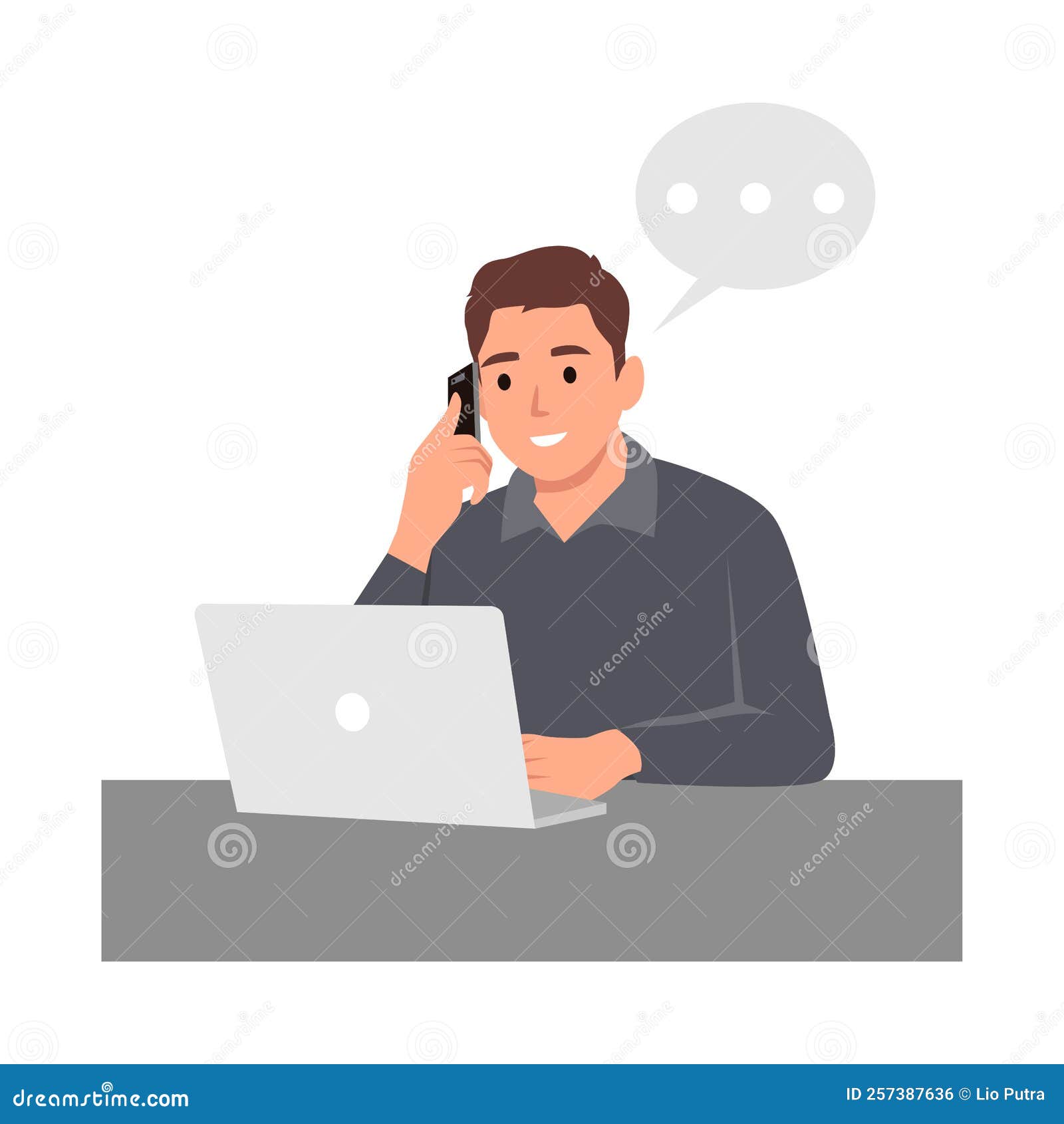 Young Man Company Director Giving Short Brief through Phone Call Stock ...