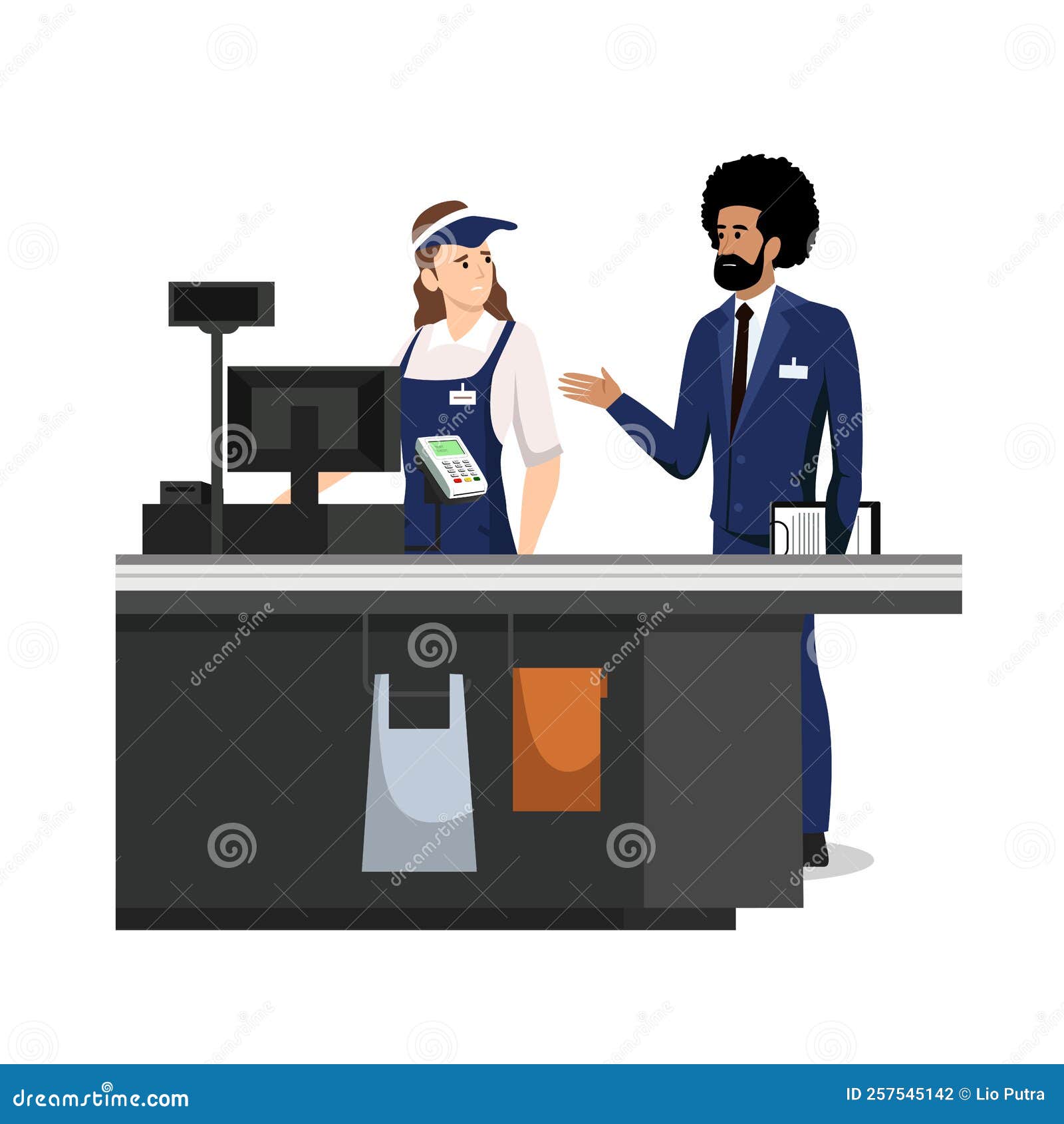 Angry Cashier Cartoon