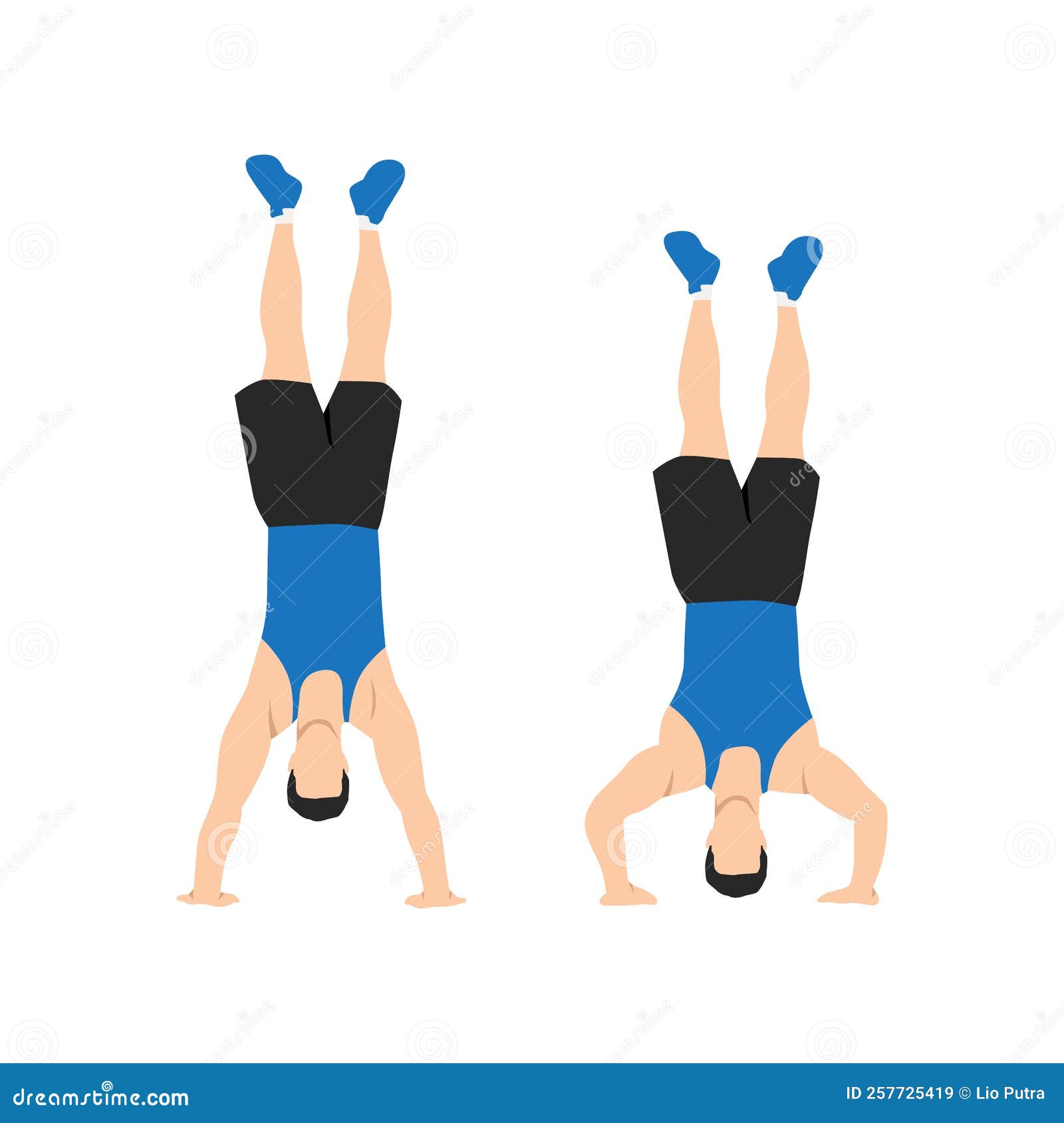 Man Doing Handstand Push Up Exercise. Flat Vector Illustration Stock ...