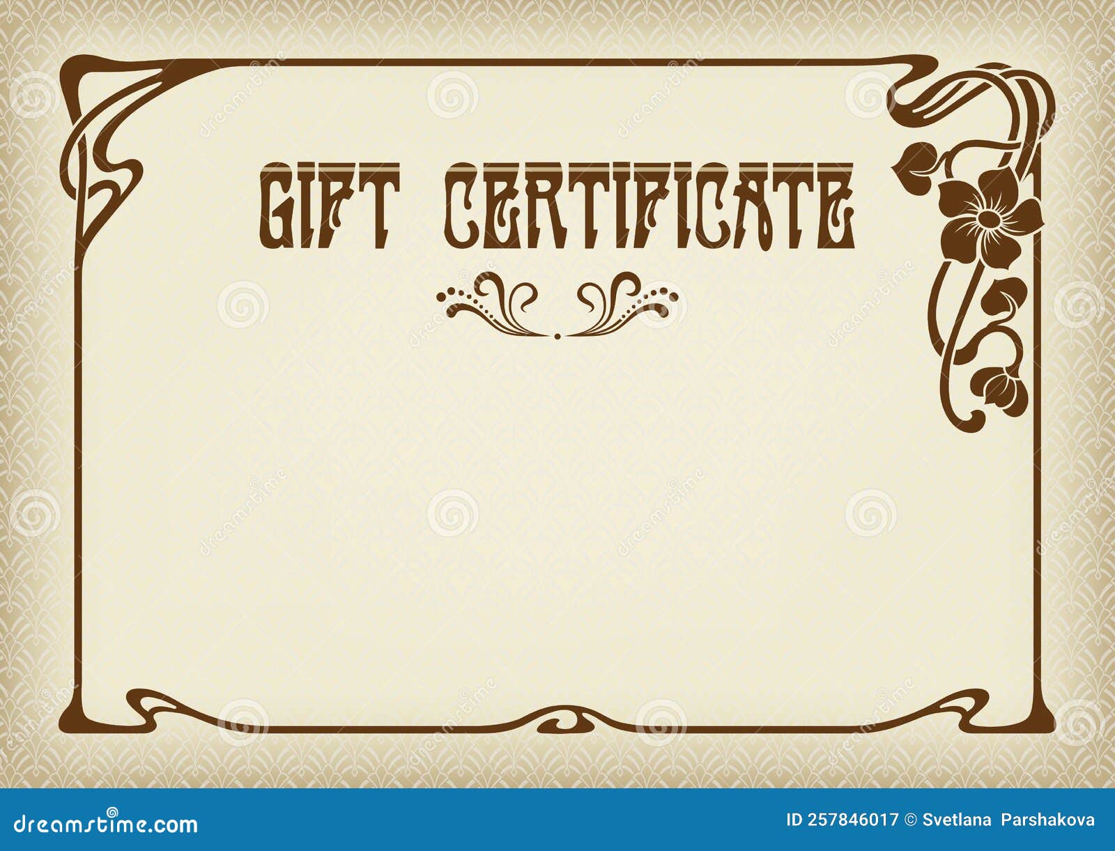 Rectangular Retro Framework and Pattern. Gift Certificate Stock Vector ...