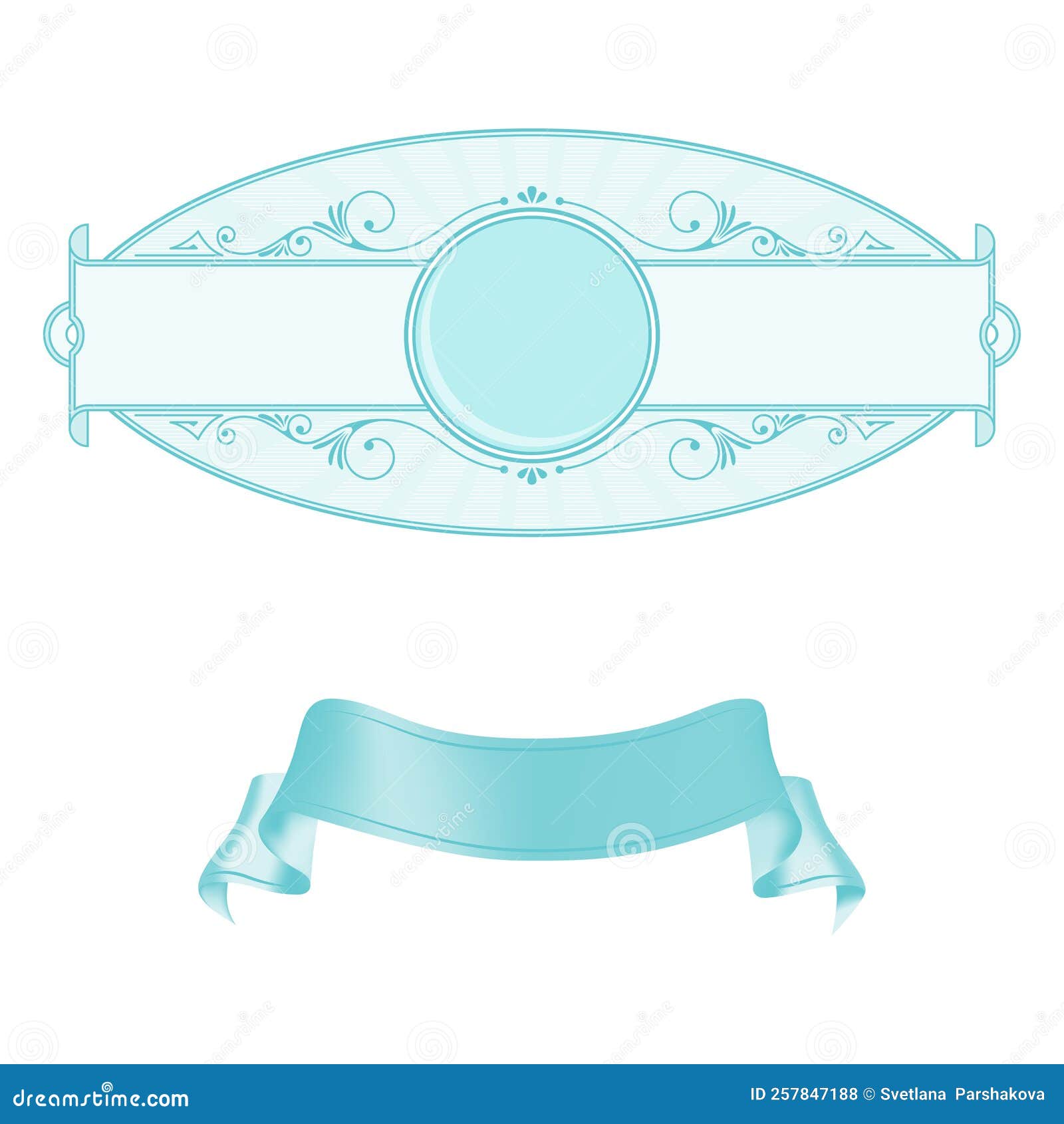 Blue Decorative Ribbon and Banner. Stock Vector - Illustration of ...