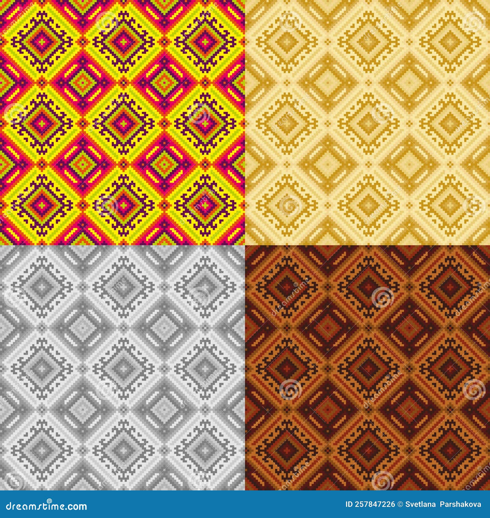 Ethnic Geometric Seamless Patterns. American Indians Style Stock Vector ...