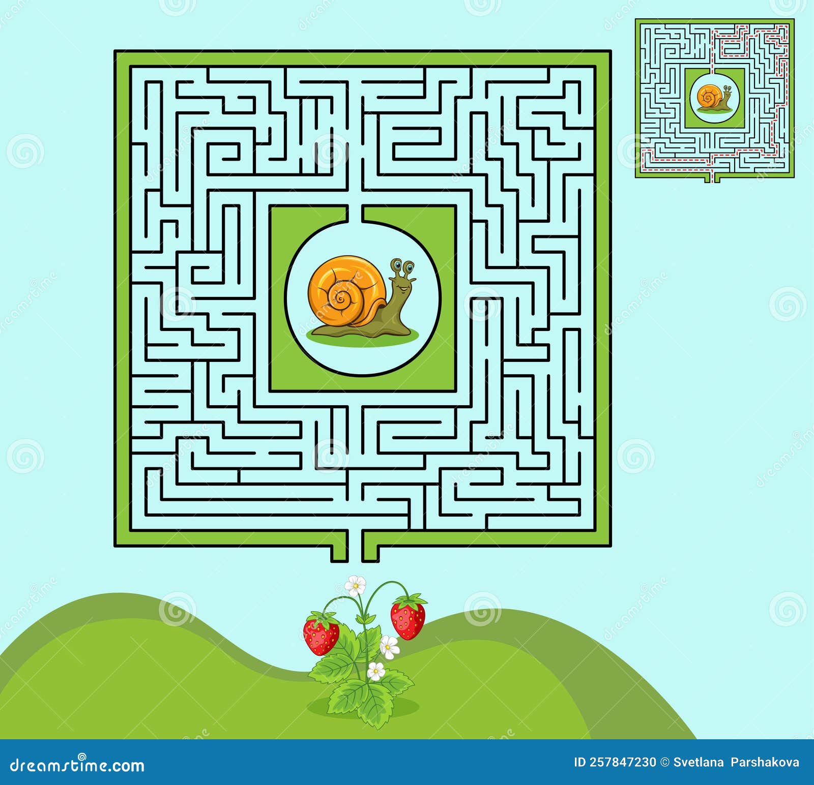 Maze Game for Kids and Adults. Help Snail To Get Out of the Maze Stock ...