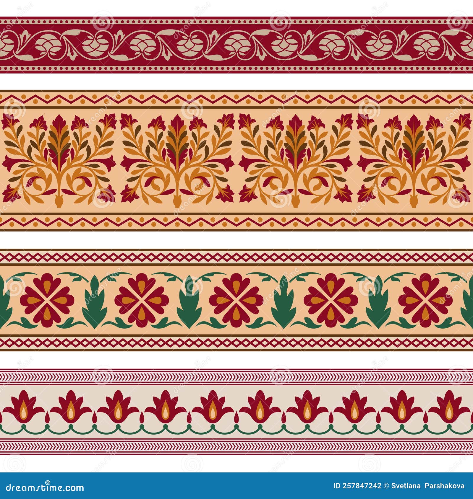 Decorative Seamless Borders. Persian, Middle East Art Stock Vector ...