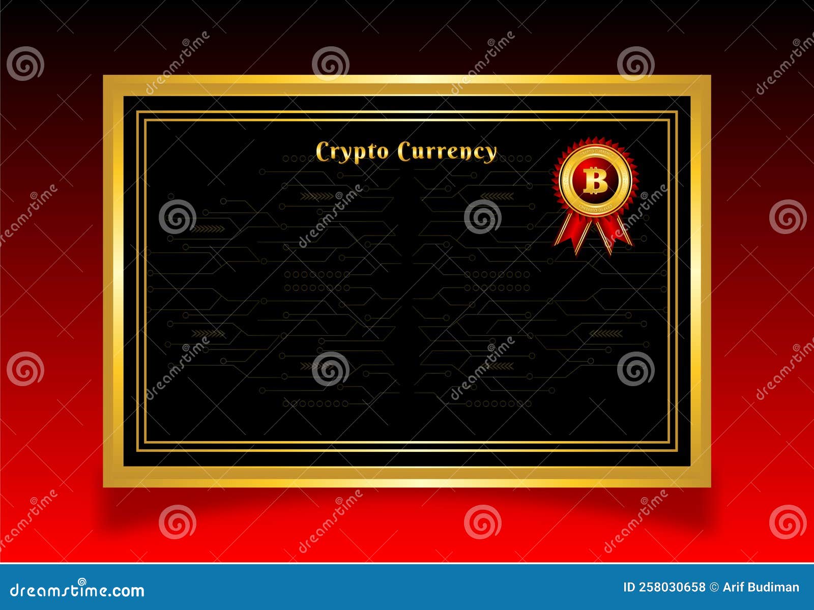 Luxury Golden Frame Bitcoin Cryptocurrency Certificate Stock Vector ...