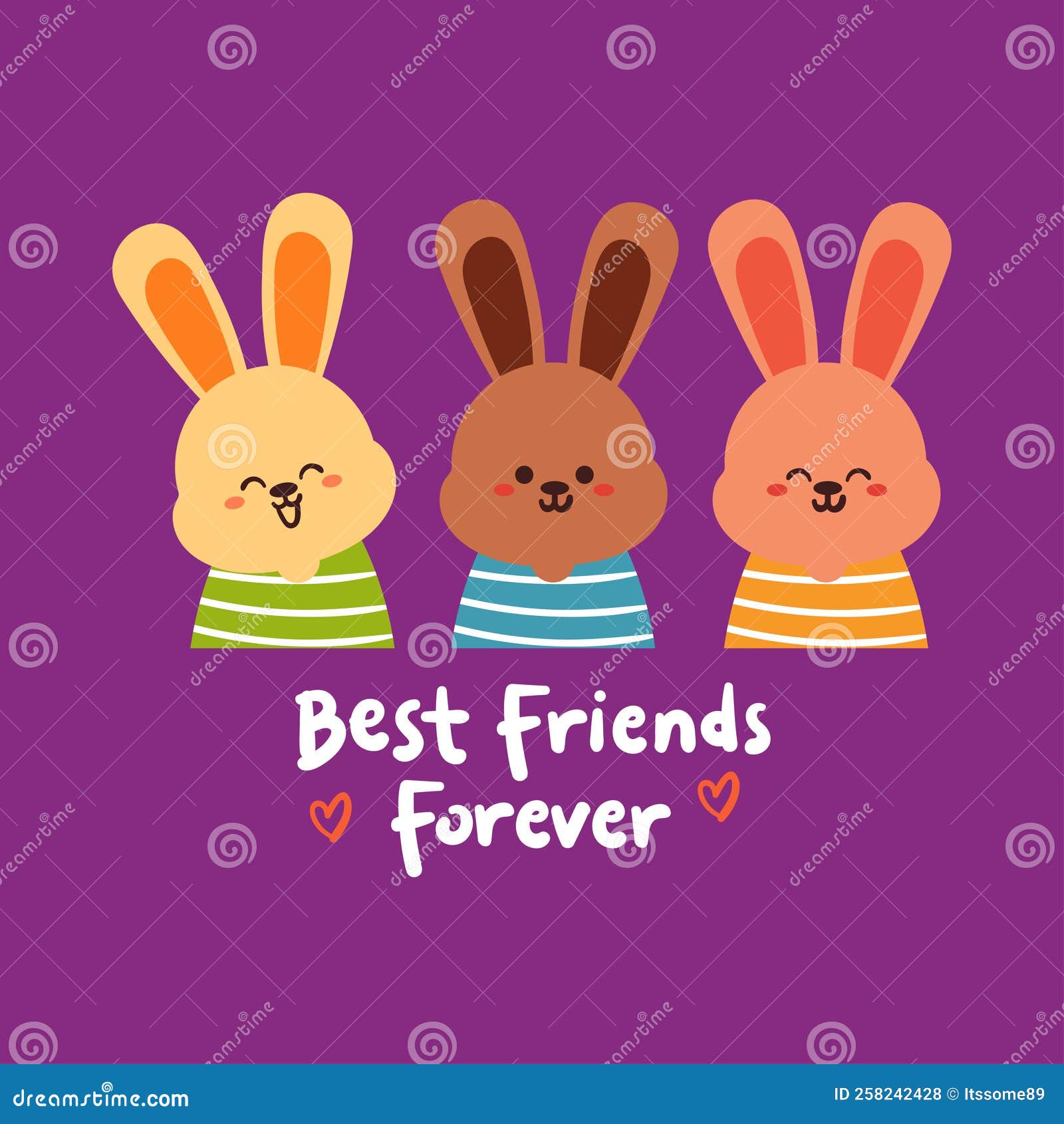 Cute Bunny Best Friends Forever Background Stock Vector - Illustration ...
