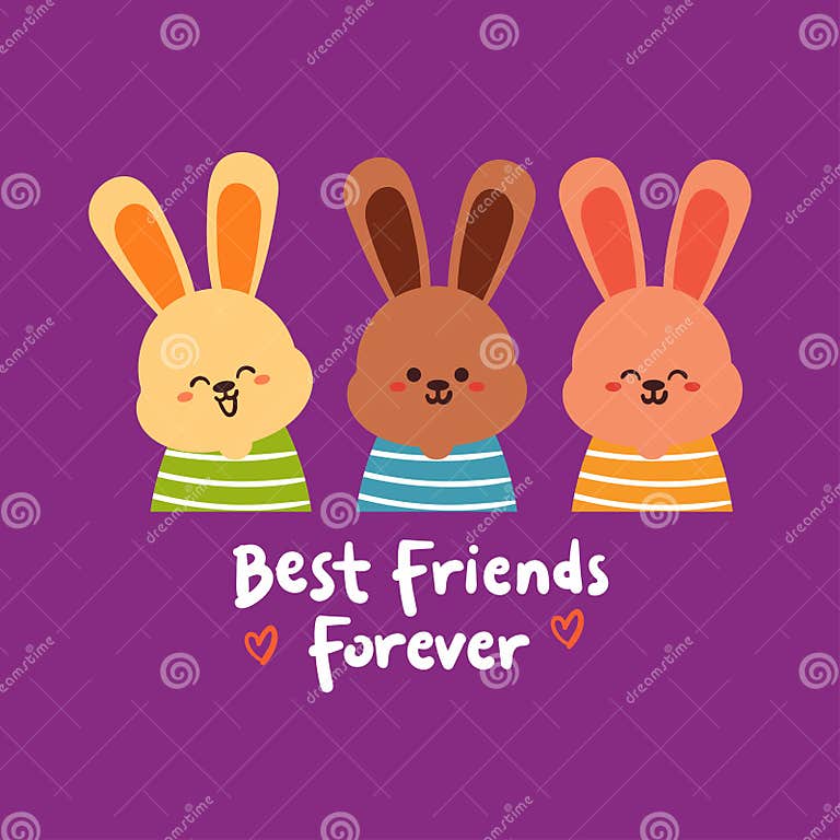Cute Bunny Best Friends Forever Background Stock Vector - Illustration ...