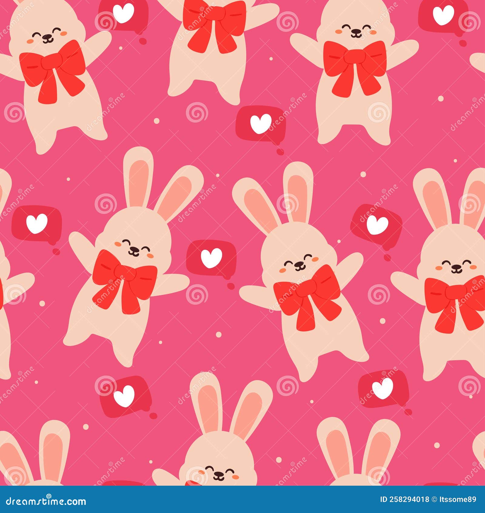 Seamless Pattern Cartoon Bunny in Pink Background. for Textile, Gift ...