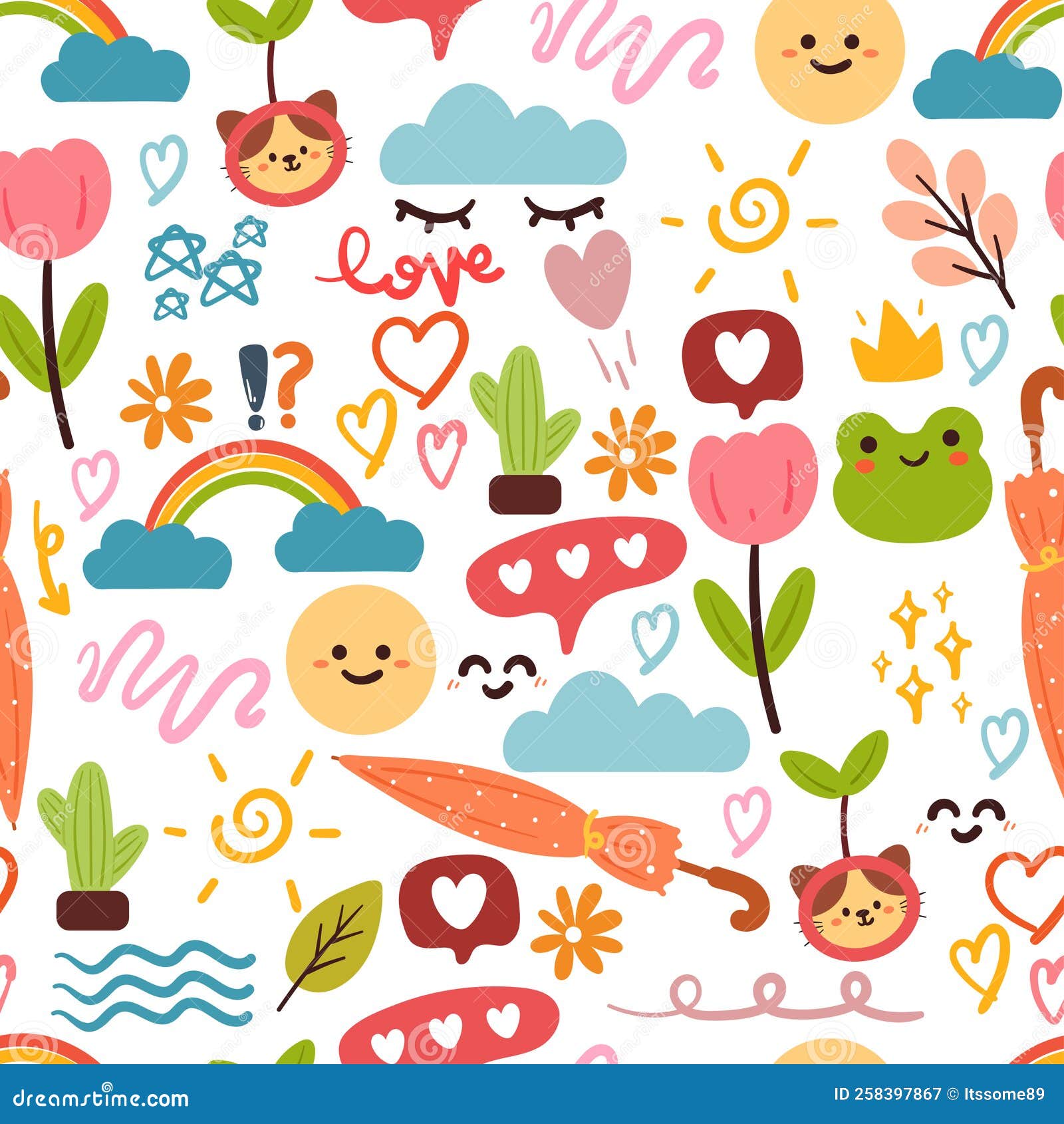 Seamless Pattern Cute Cartoon for Textile, Gift Wrap Paper Stock Vector ...