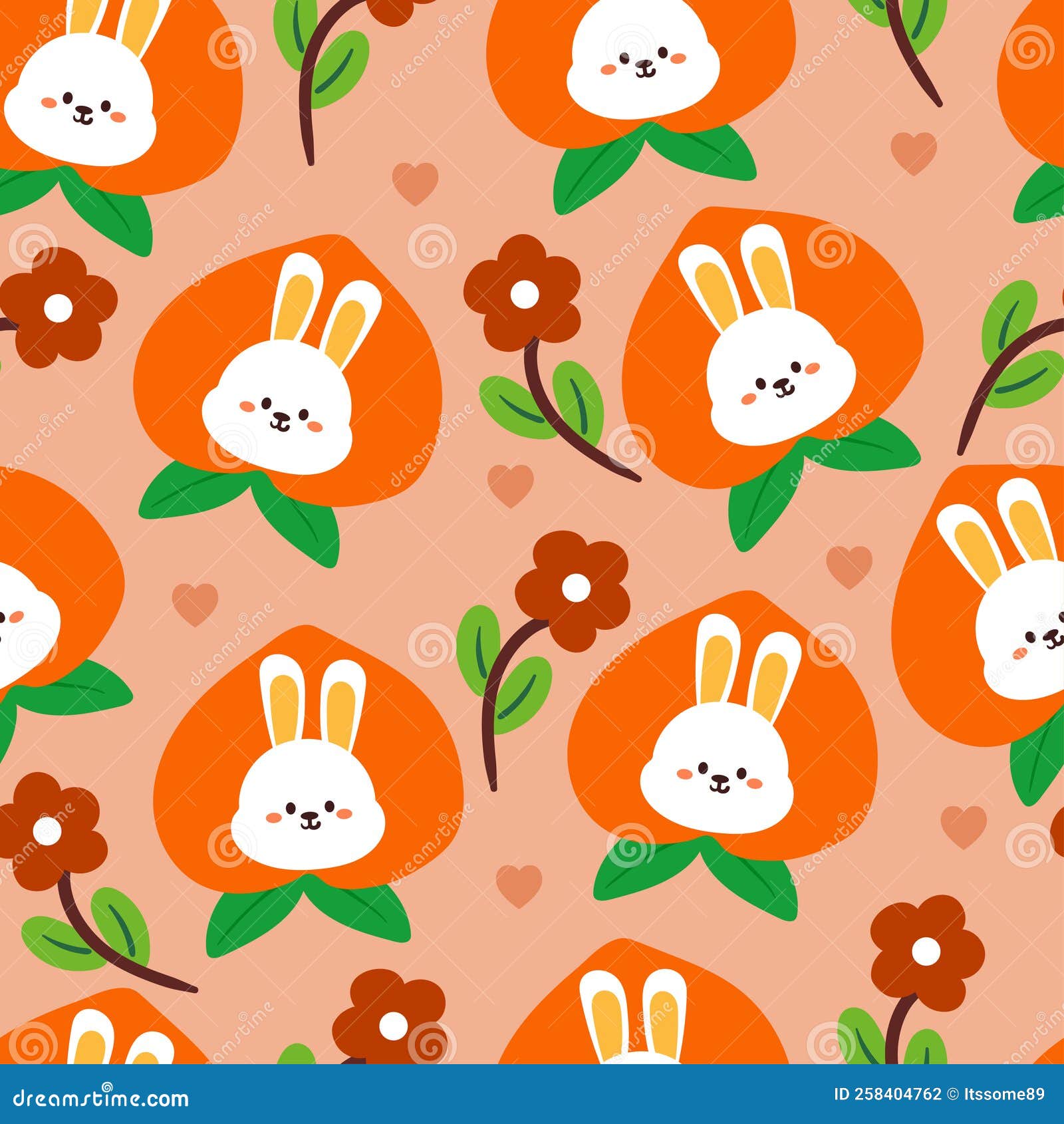 Seamless Pattern Cartoon Bunny. Cute Animal Wallpaper for Textile, Gift ...