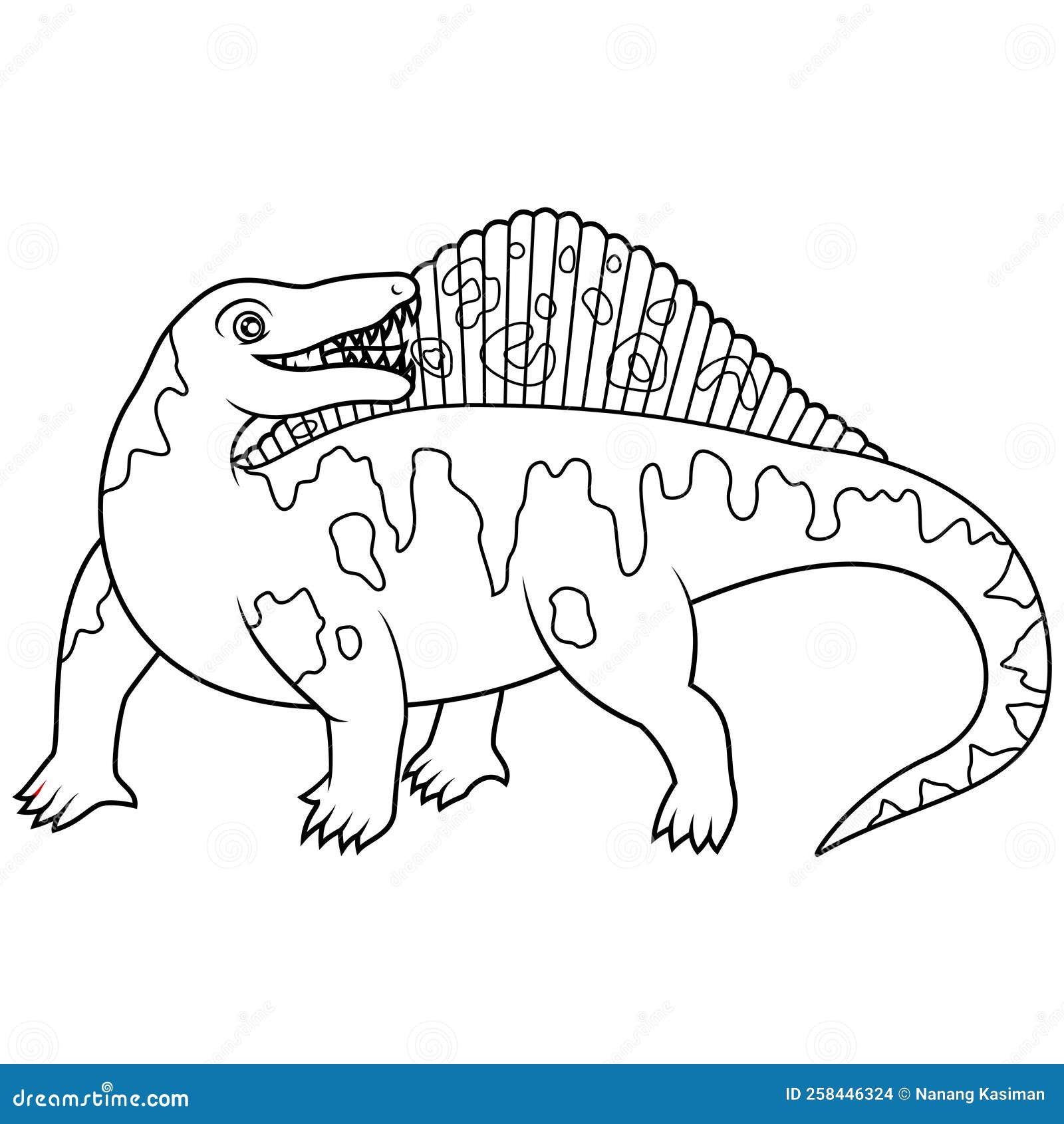 Hand Drawn of Dimetrodon Line Art Stock Vector - Illustration of animal ...