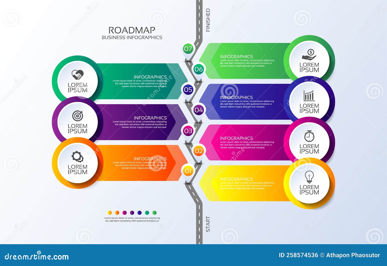 Roadmap With Colorful Copy Space On Light Background. Vertical ...