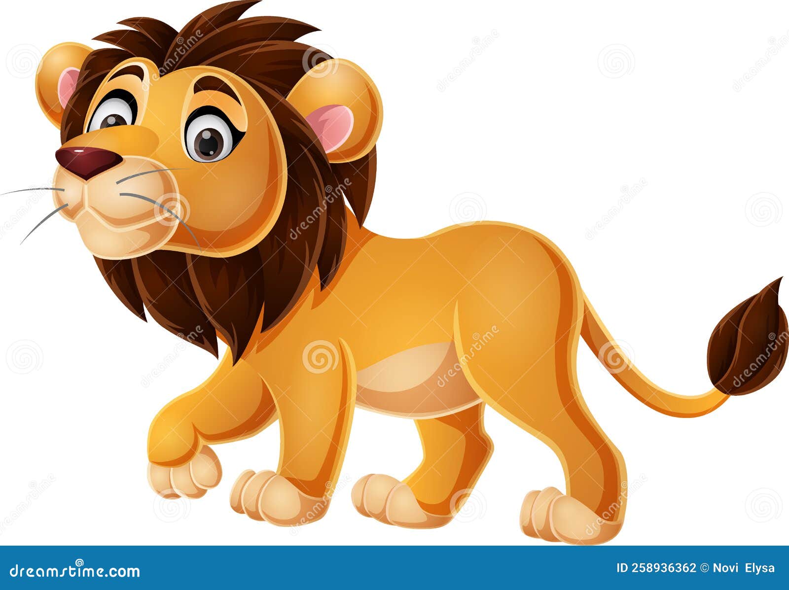 Cartoon Lion on White Background Stock Vector - Illustration of mane ...