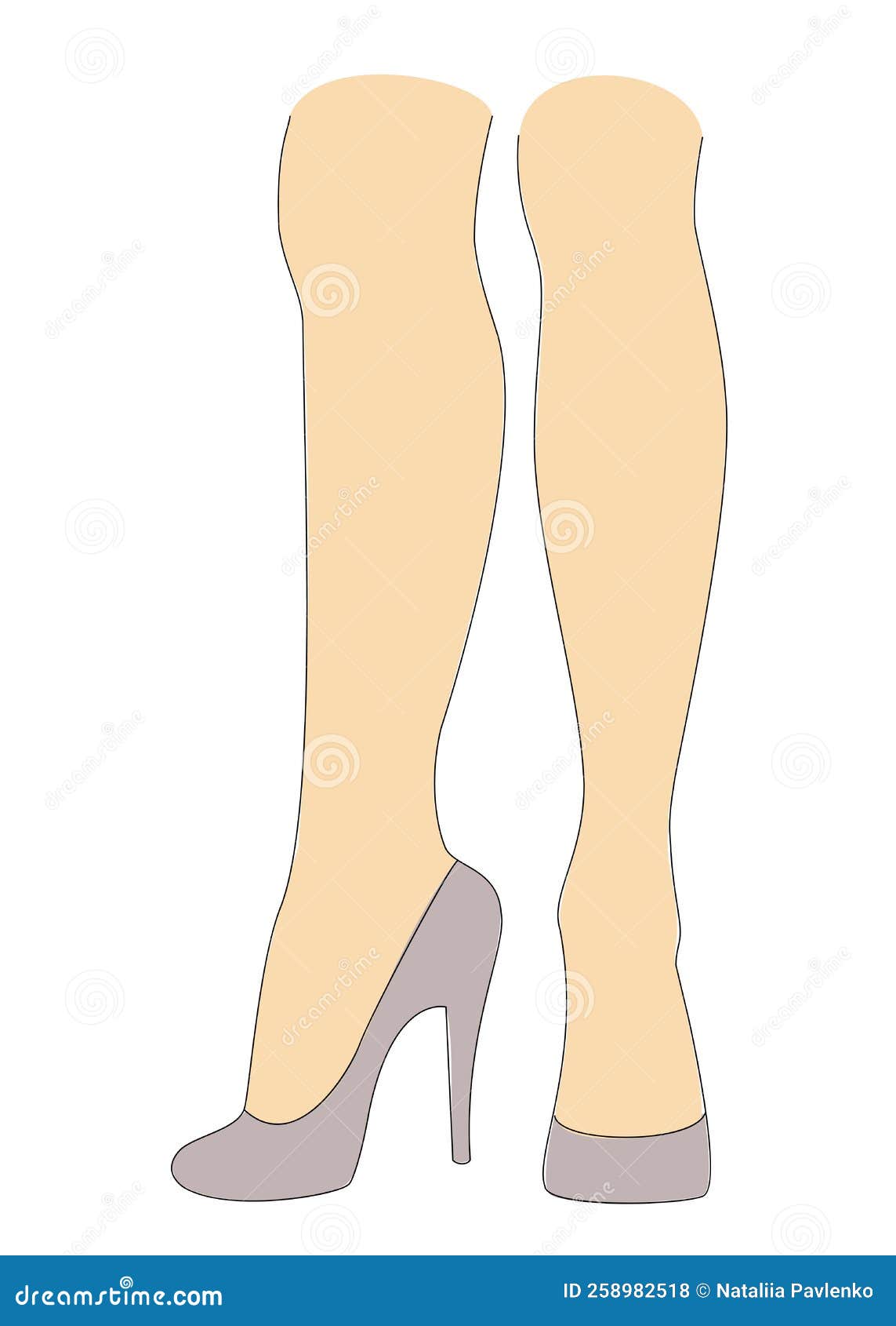Silhouettes of Female Legs. Girl in High Heels. Lady Standing, Suitable ...