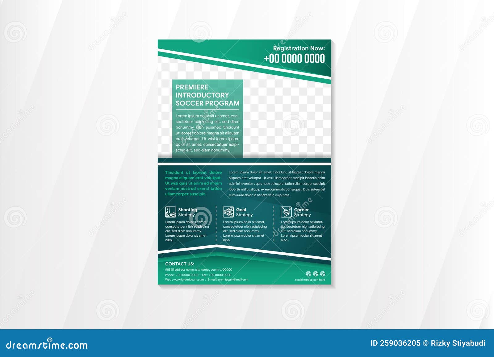 Soccer Program Flyer Design Template Use Vertical Layout Stock Vector ...