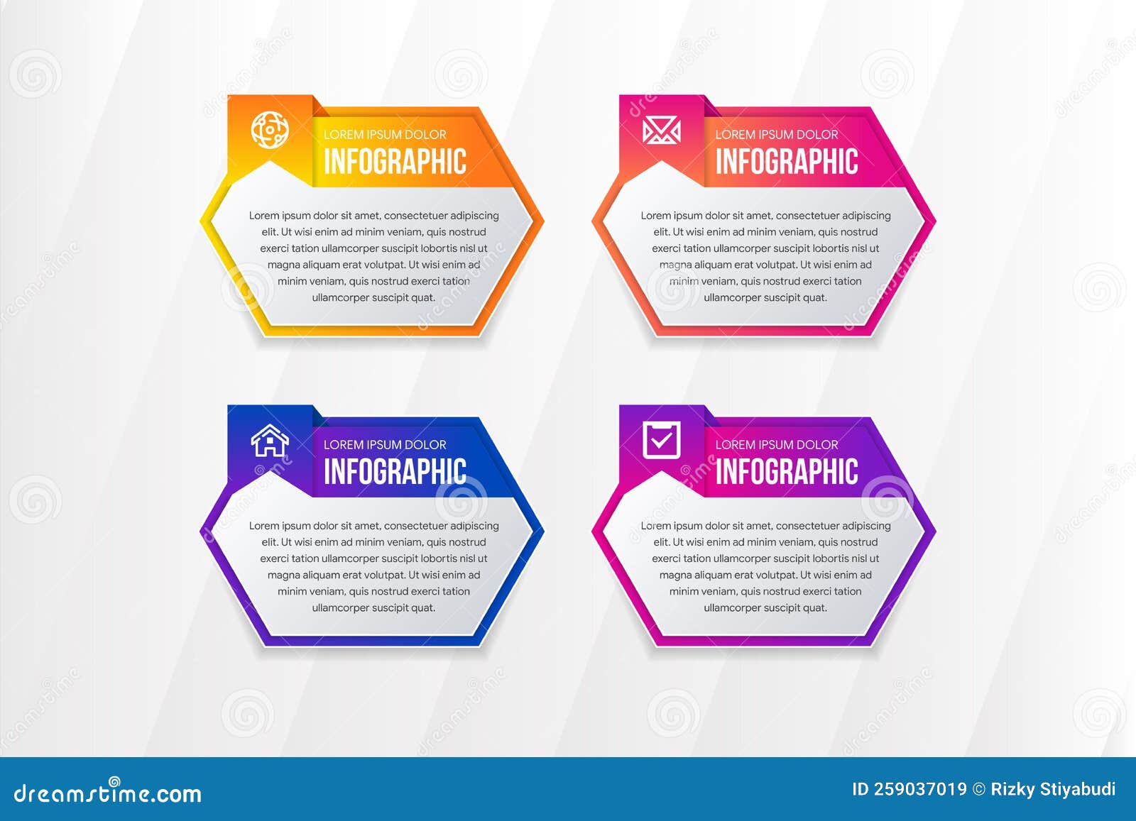 Business Process with Gradient Color Variations. Timeline with 4 ...