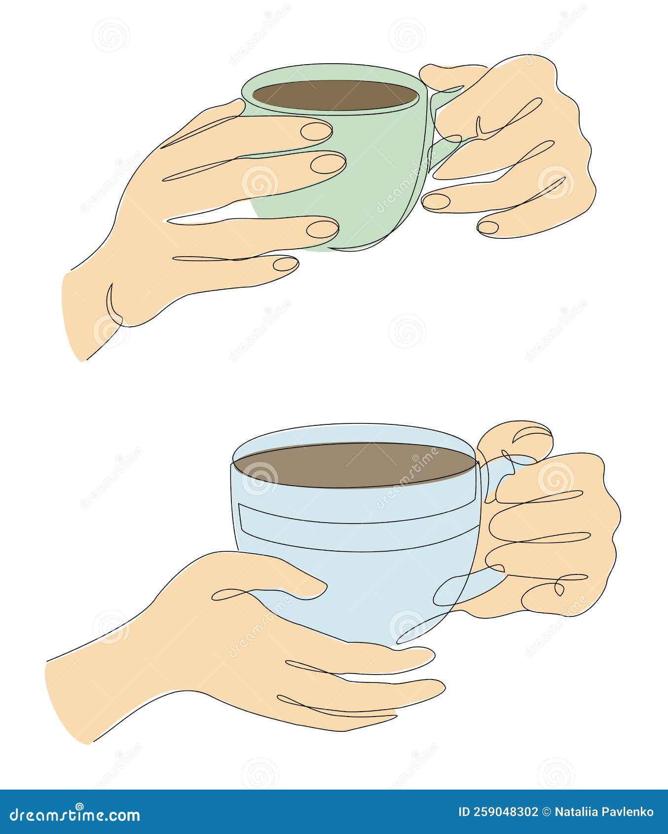 Silhouette of Human Hands with a Cup of Coffee, Tea in a Modern Single ...