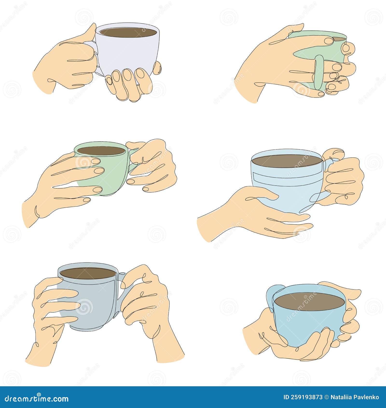 Collection.Silhouette of Human Hands with a Cup of Coffee, Tea in a ...