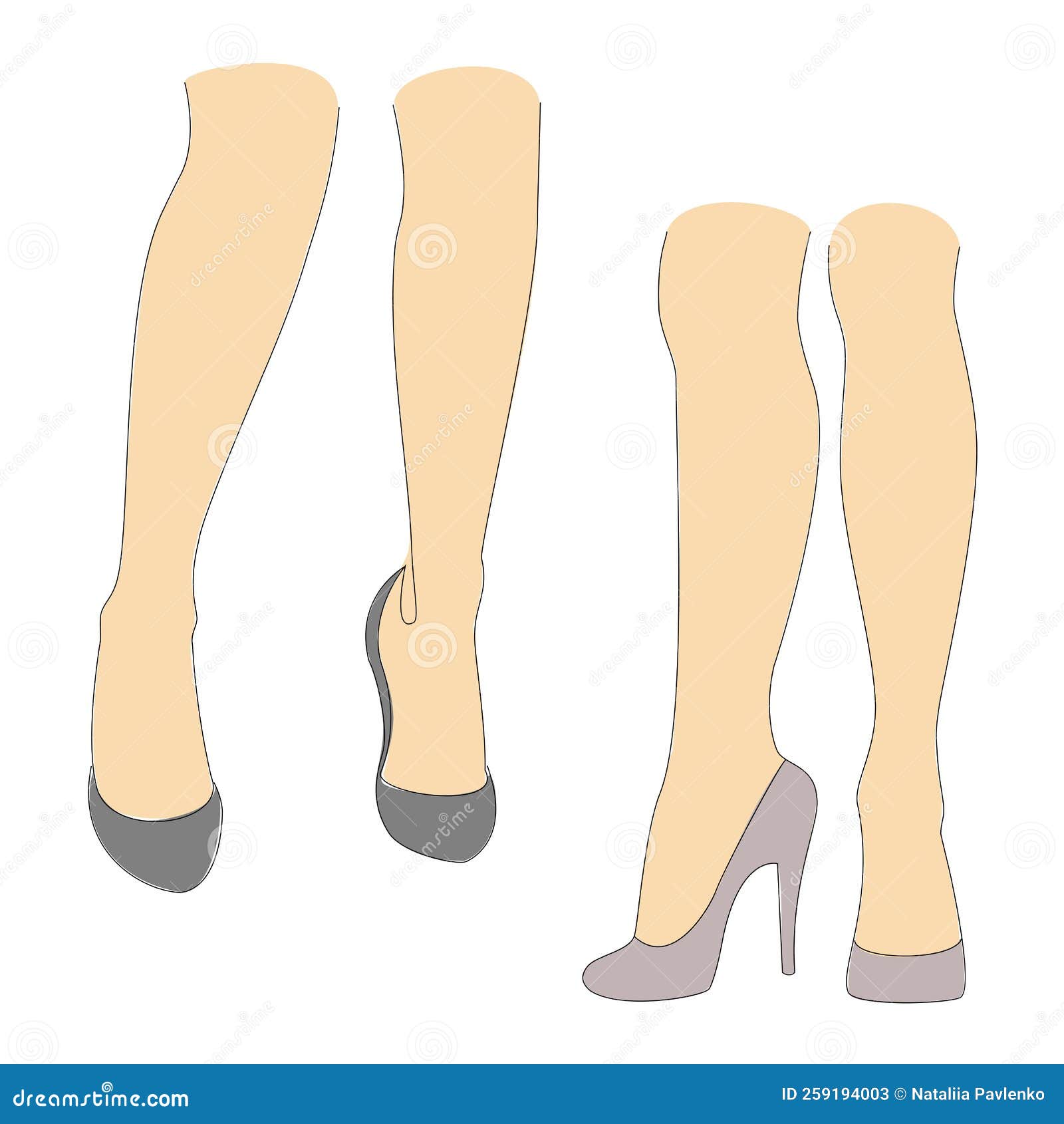 Collection. Silhouettes of Female Legs. Girl in High Heels. Lady ...