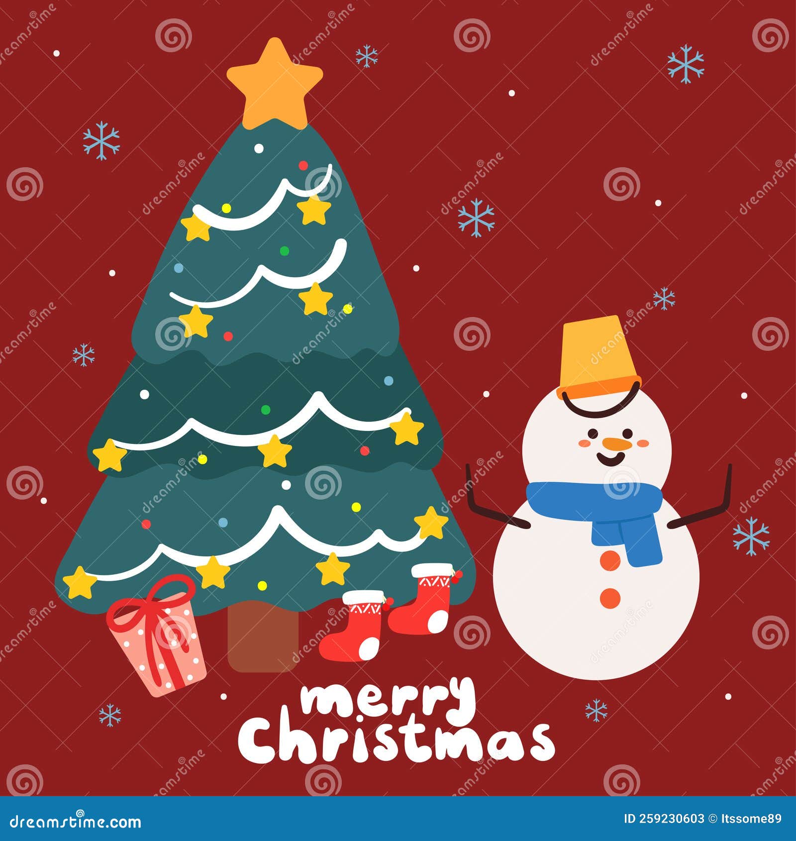 Hand Drawing Cute Christmas Card Stock Vector - Illustration of gift ...