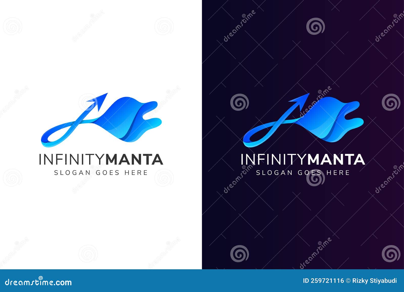 Infinity Manta Fish Logo Design Template Use Modern Blue Gradient Stock ...