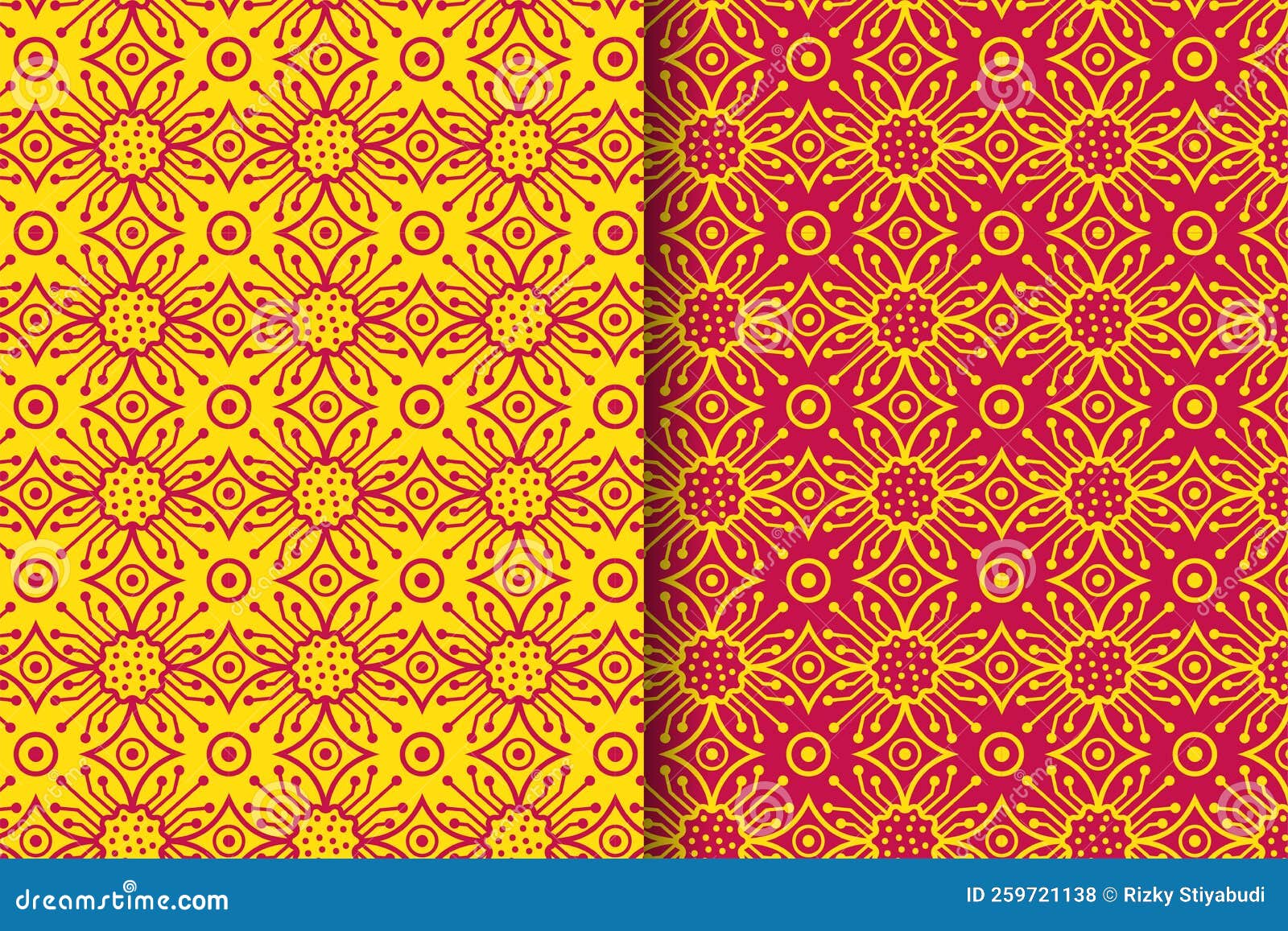 Collection of Electrical Seamless Pattern with Yellow and Red Colors ...