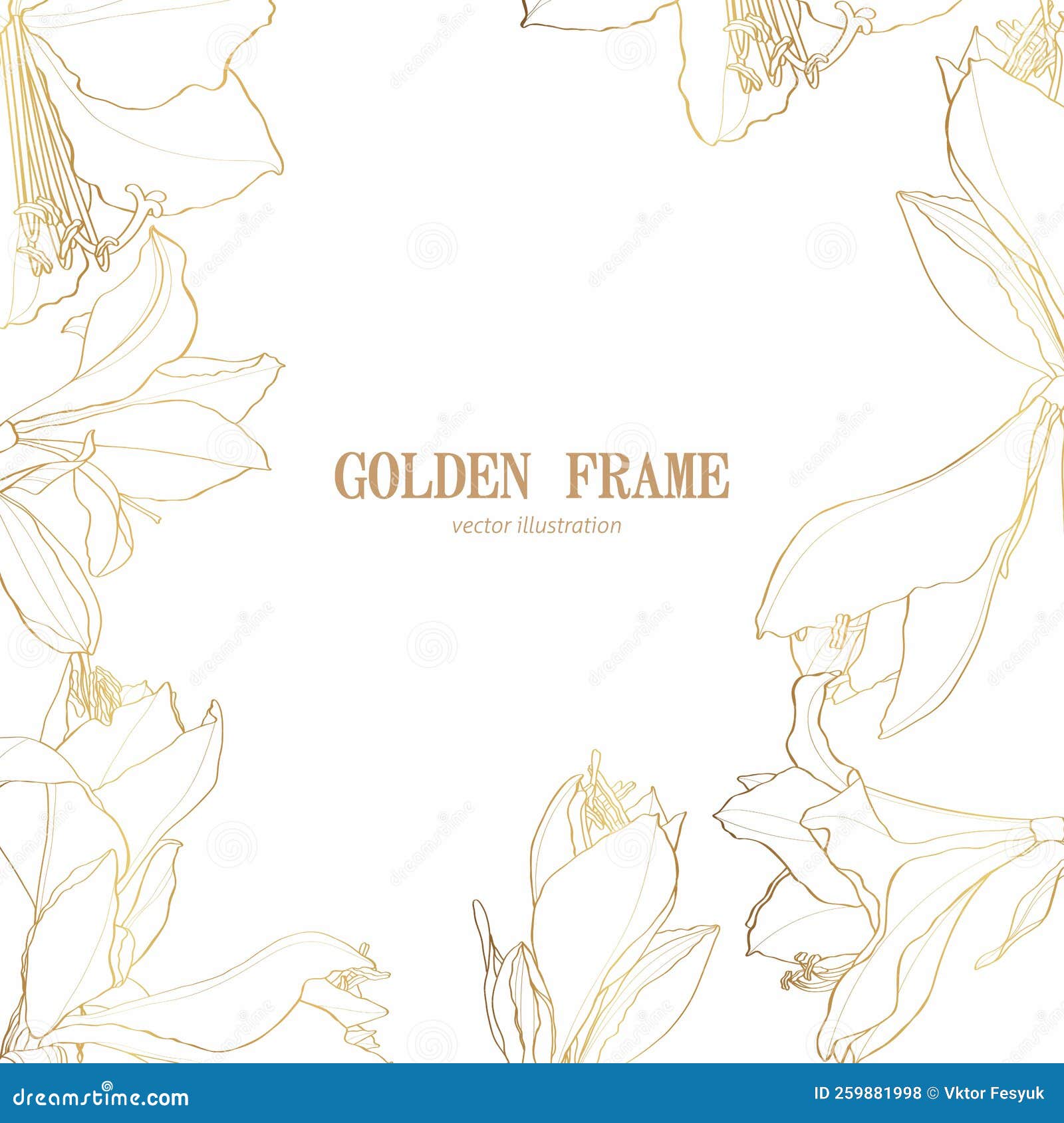 Golden Amaryllis Hippeastrum Lilly Flower Background Illustration ...