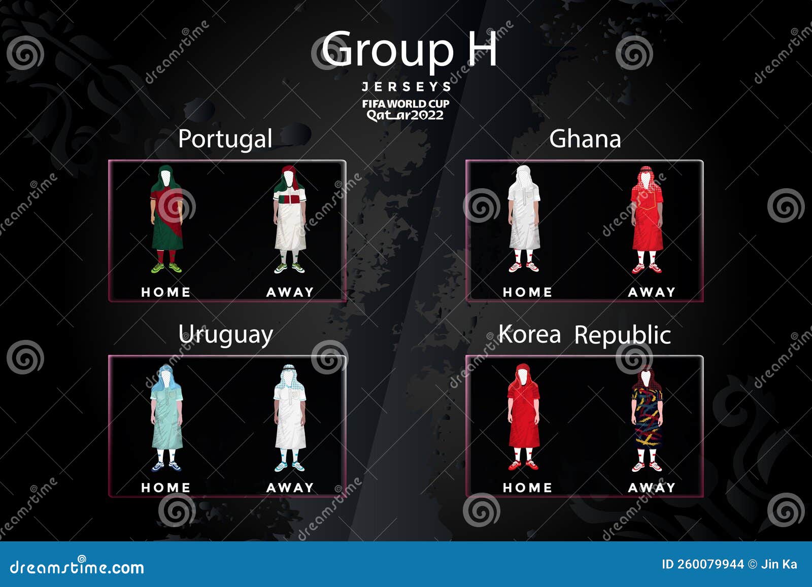 Fifa World Cup Qatar 2023 Group H Table Jerseys Arabian Style Vector ...