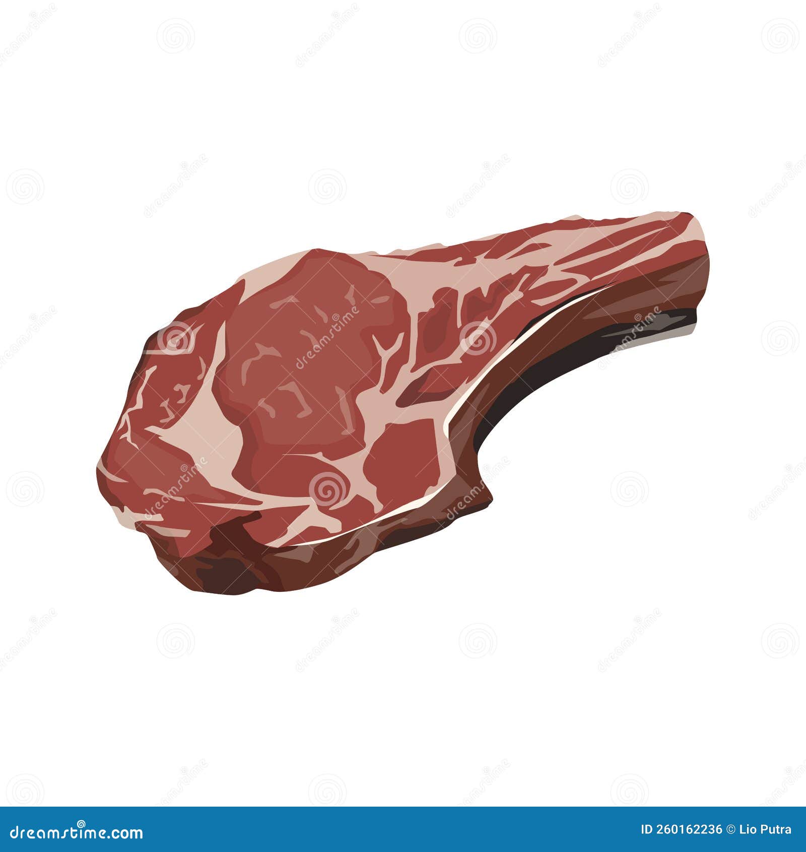 Flat Vector of Rib Eye Steak. Raw Rib Eye Steaks with Bone Stock ...