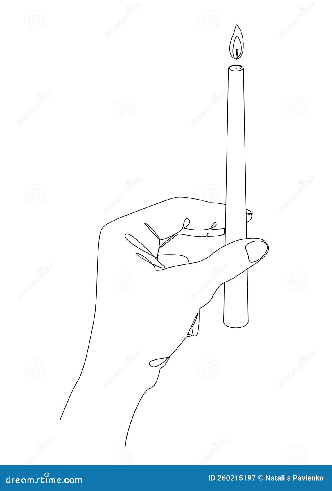 Human Hand Silhouettes with Candle in Modern Single Line Style ...