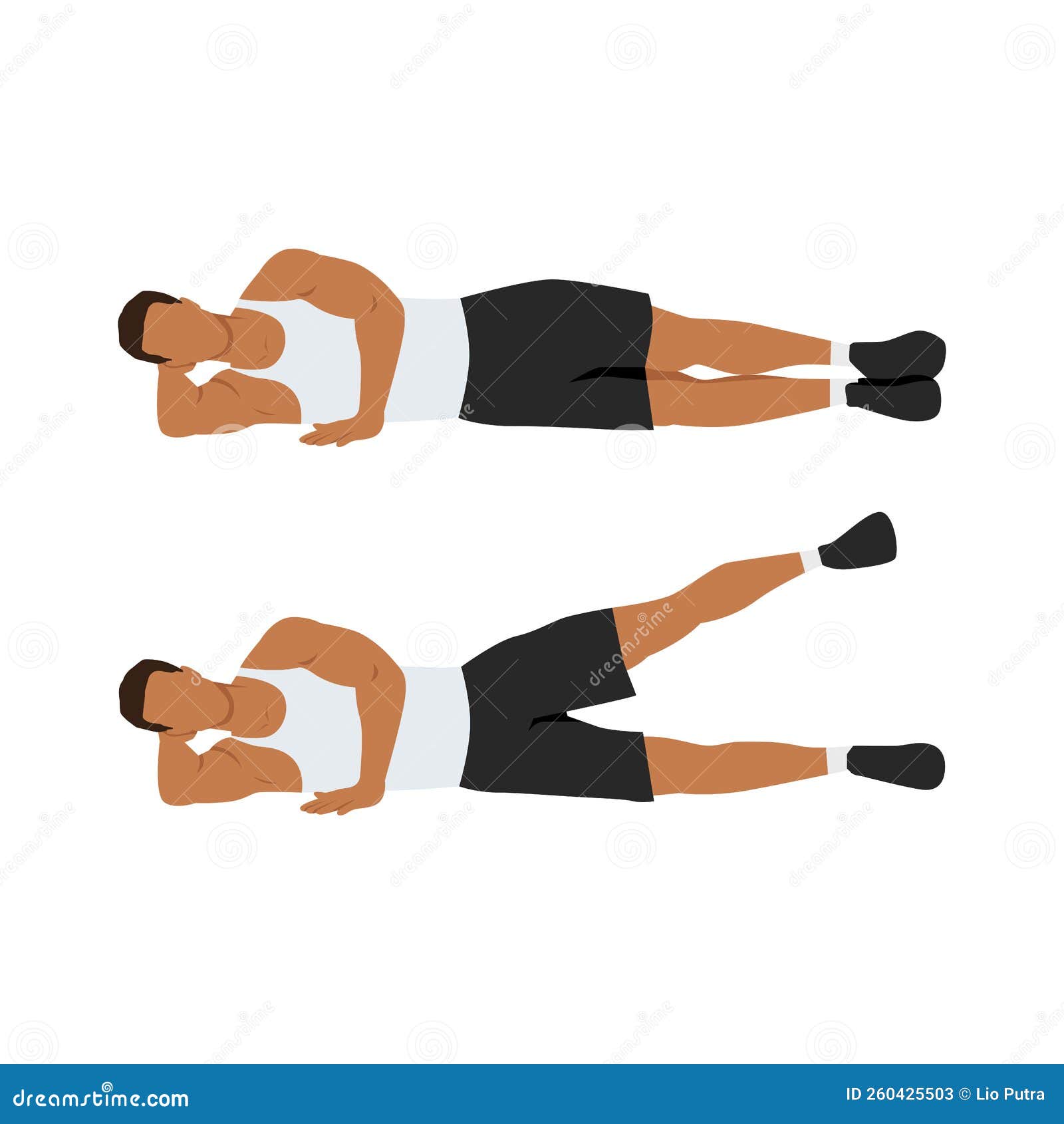 Man Doing Lying Side Leg Lifts or Lateral Raises Hip Abductors or ...