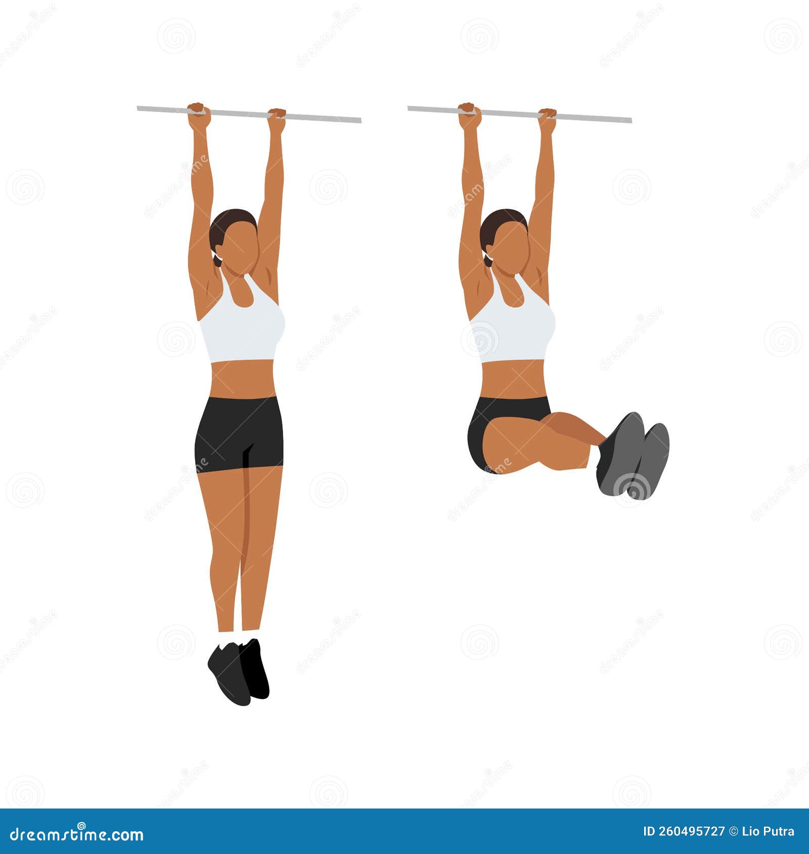 Man Doing Hanging Knee Leg Raises. Abdominals Exercise Cartoon Vector ...