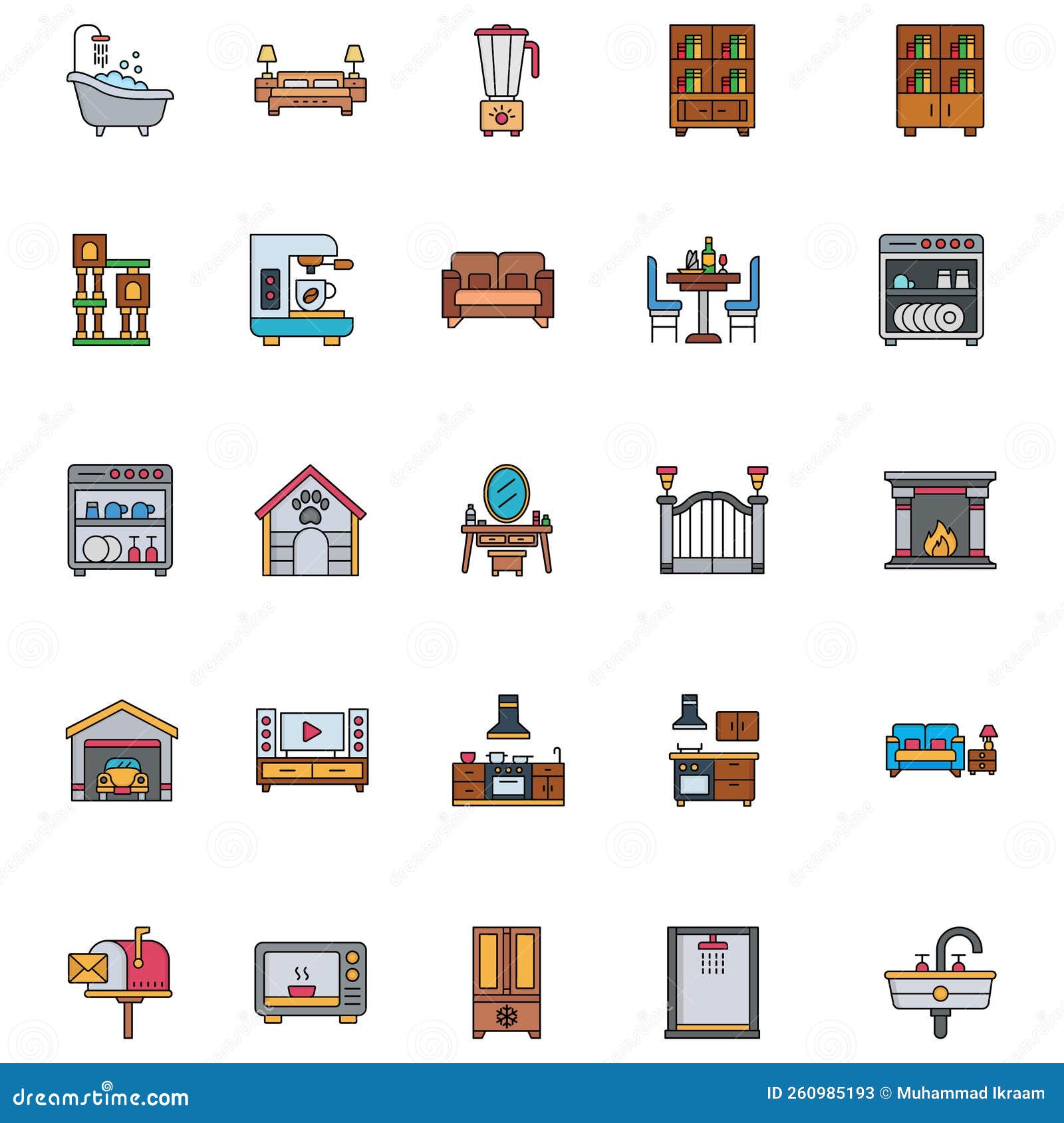 Home and Living Icon Pack stock illustration. Illustration of basic ...