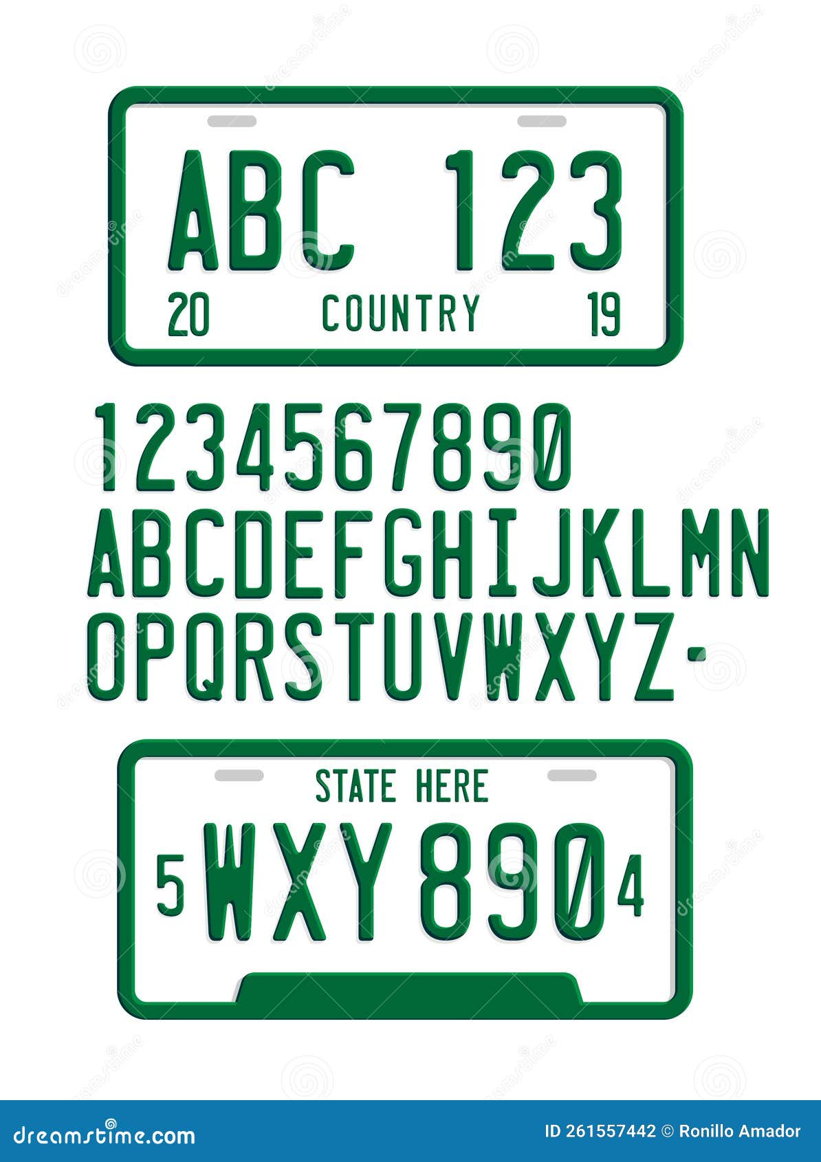 License Plate Font 3D Vector Template Stock Vector - Illustration of ...